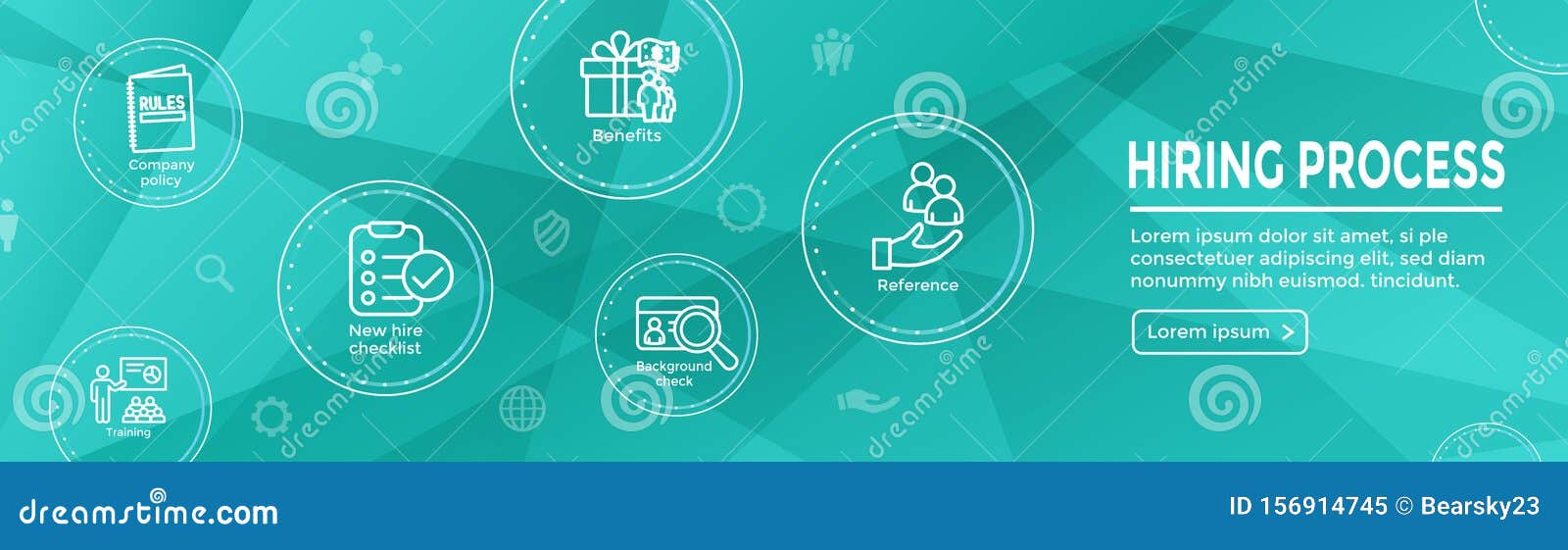 Hiring Process Icon Set with Web Header Banner Stock Vector ...