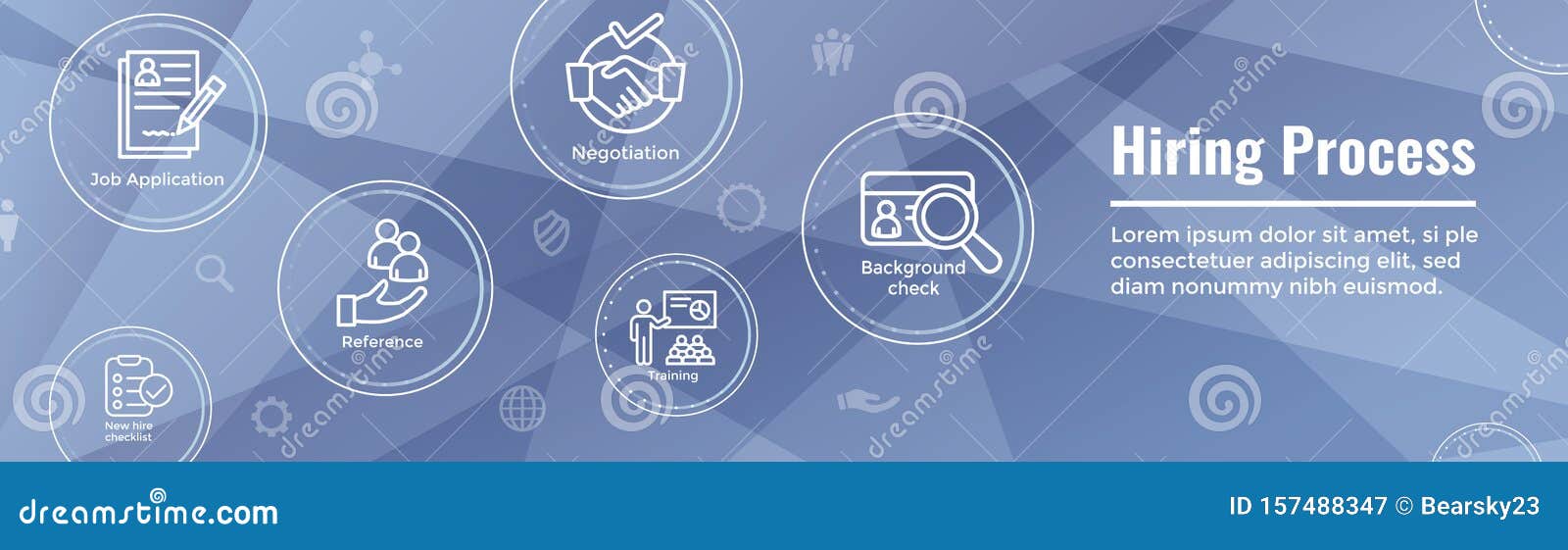 Hiring Process Icon Set with Web Header Banner Stock Vector ...