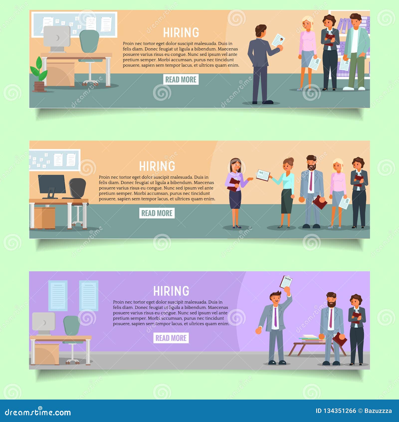 Hiring Process Vector Web Banner Template Set Stock Vector ...