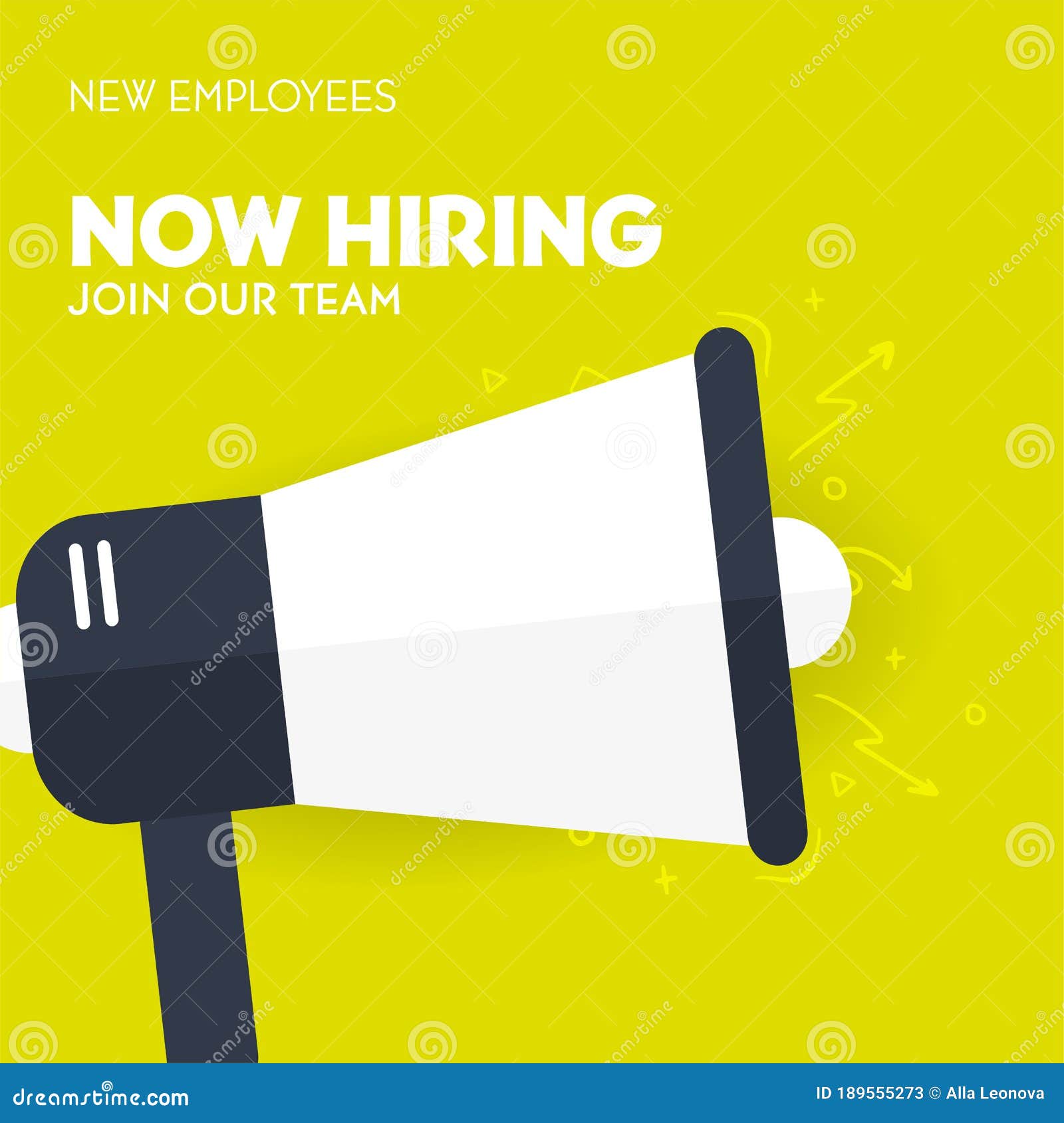 We are Hiring. Recruiting Banner with Megaphone. Vector Illustration ...