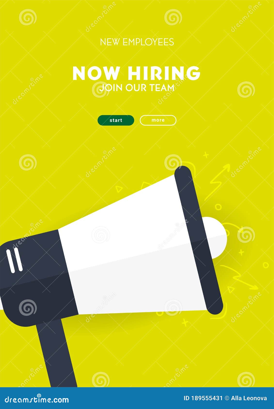 We are Hiring. Recruiting Banner with Megaphone. Vector Illustration ...