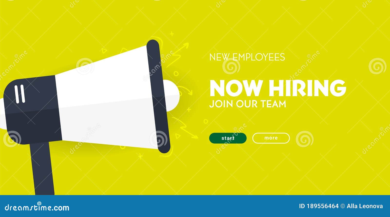 We are Hiring. Recruiting Banner with Megaphone. Vector Illustration ...