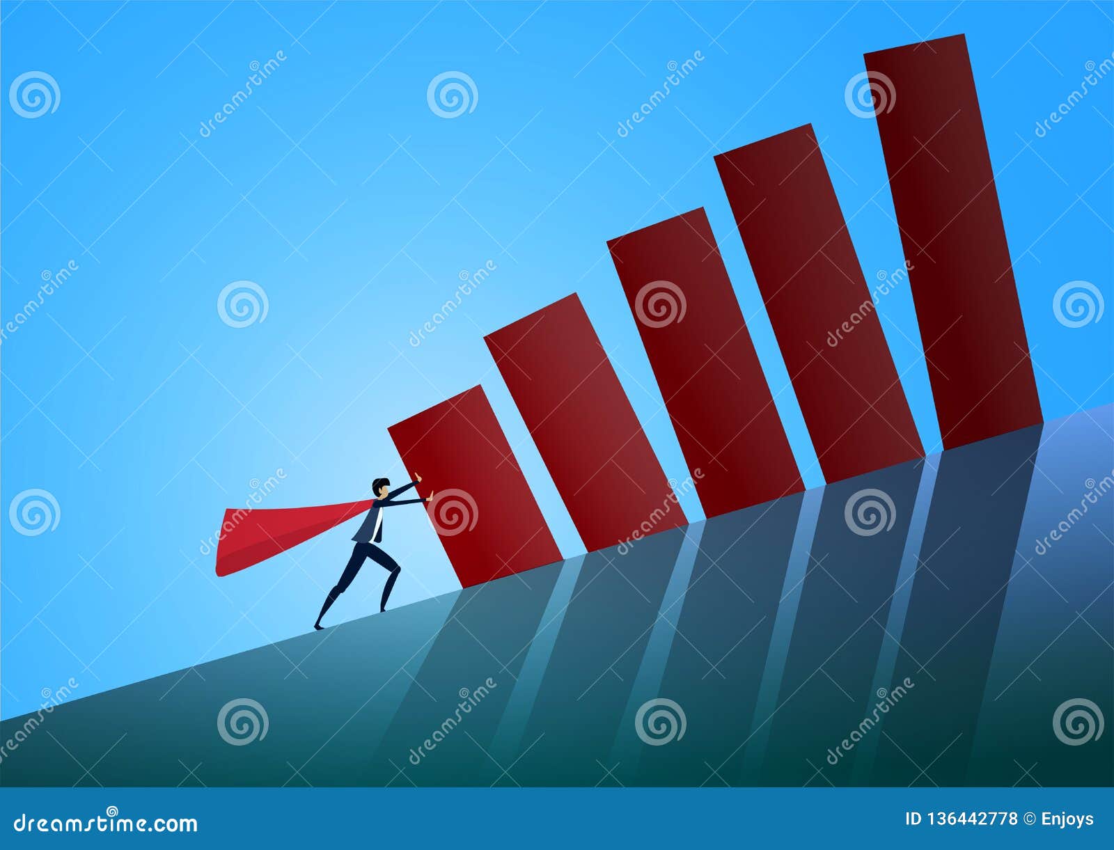 Hiro Man Pushing Graph on Hill. Symbol of Difficulty, Ambition ...