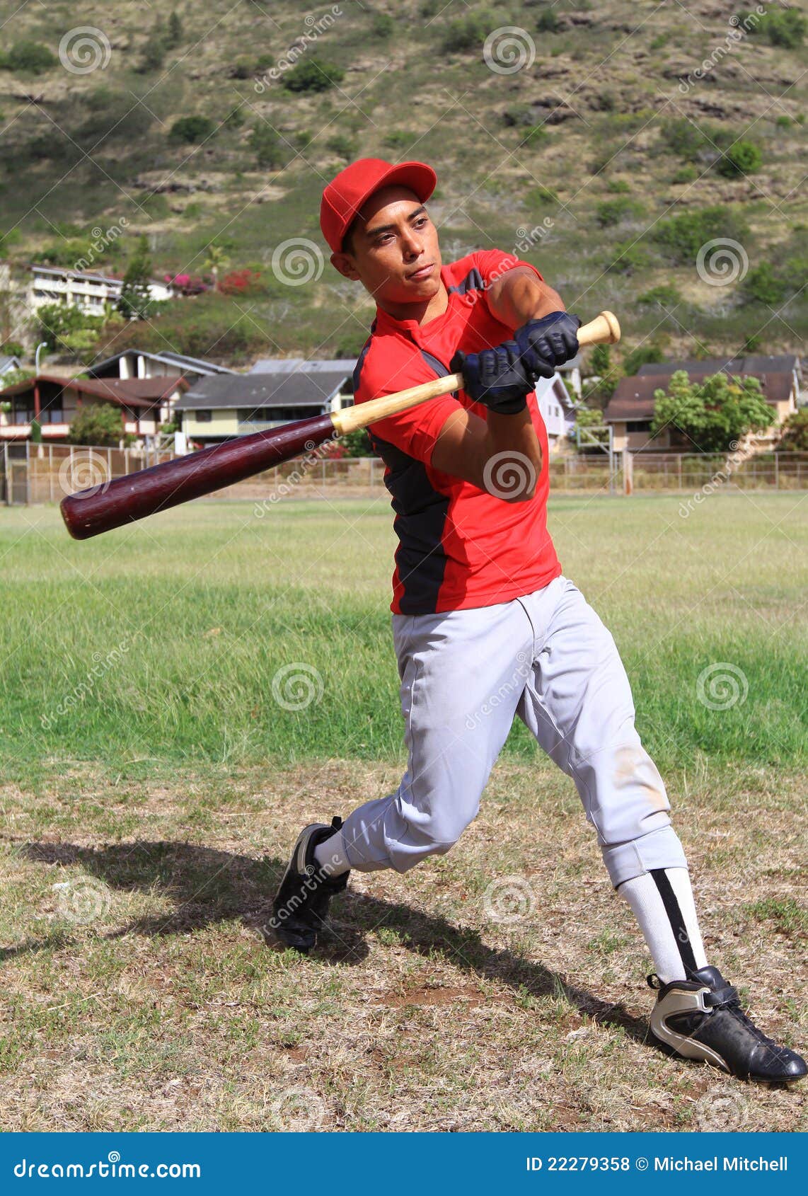 Hispanic Baseball Player Mid-swing Stock Photo - Image of mexican ...