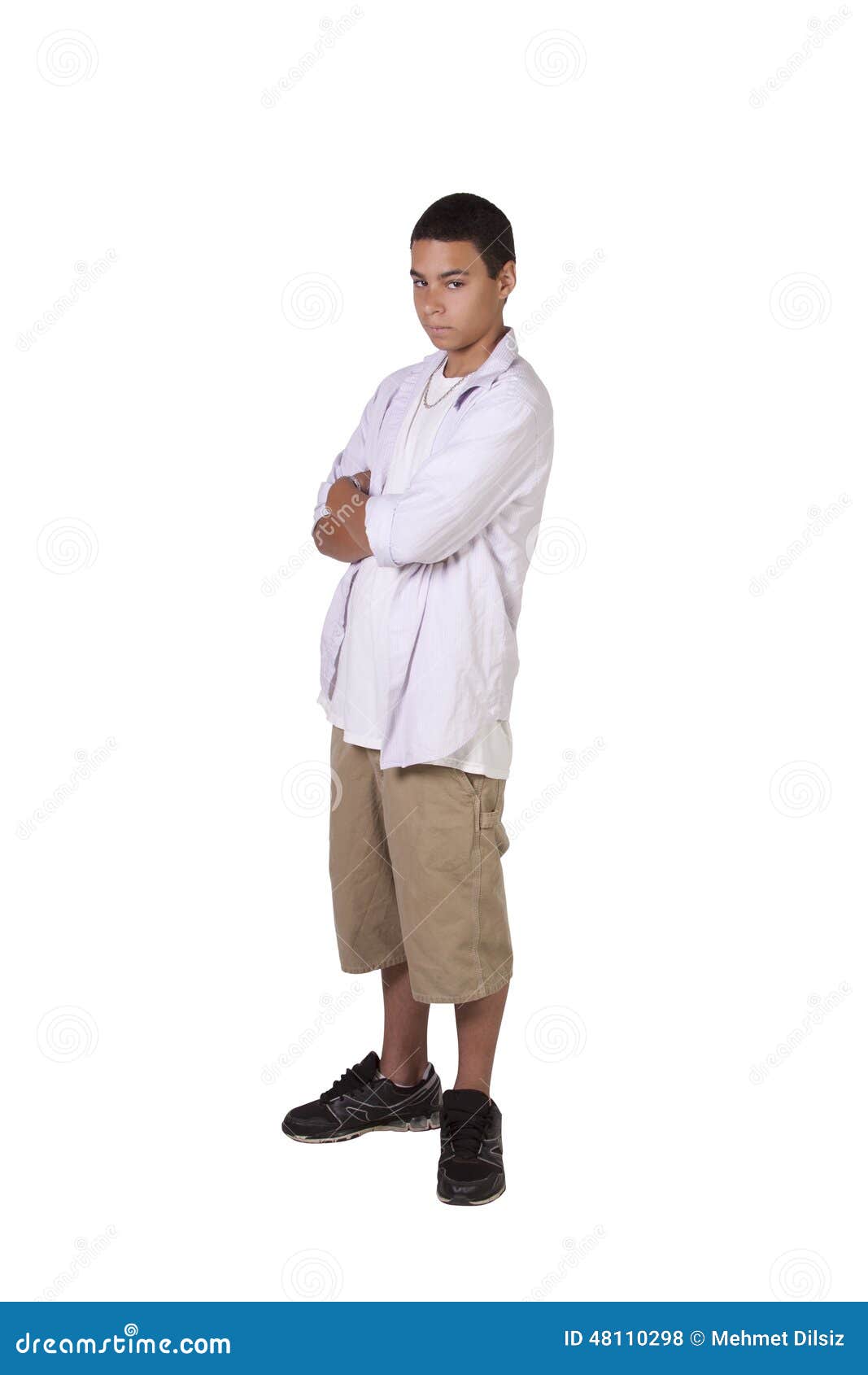 Hispanic Boy with His Arms Crossed Stock Photo - Image of isolated ...