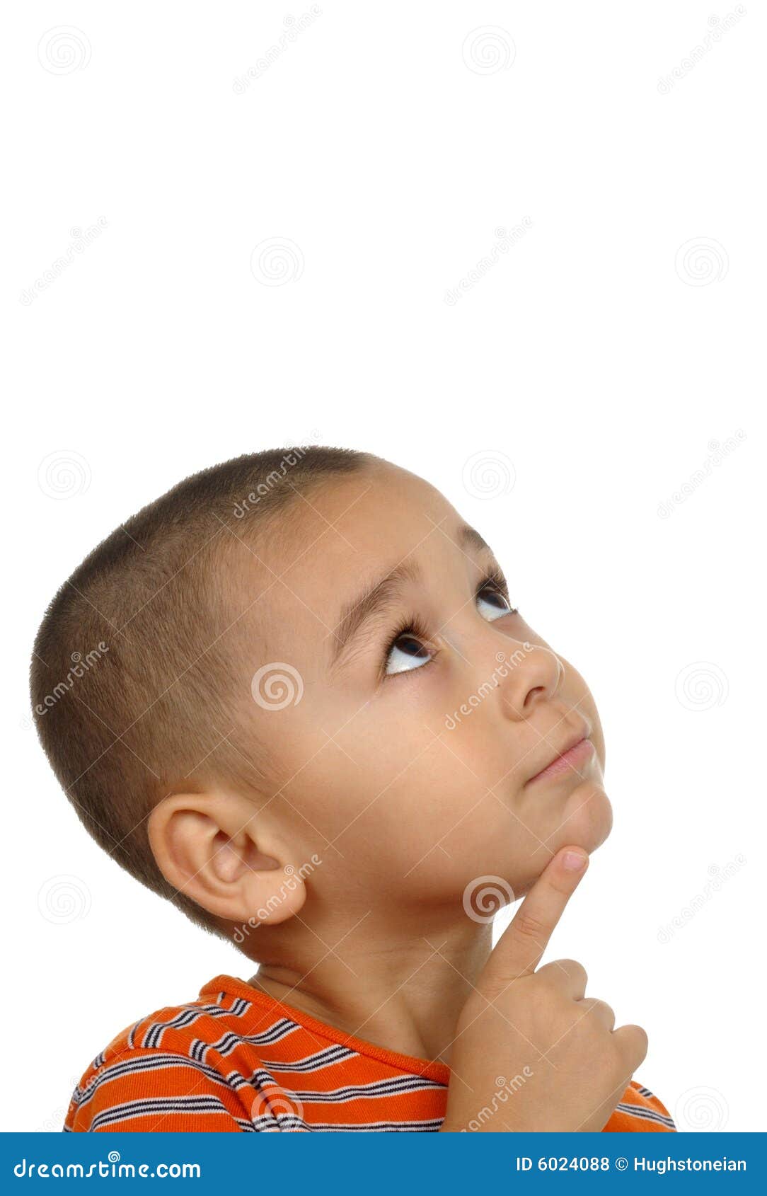 Hispanic Boy Looking Up in Wonder Stock Photo - Image of thoughtful ...