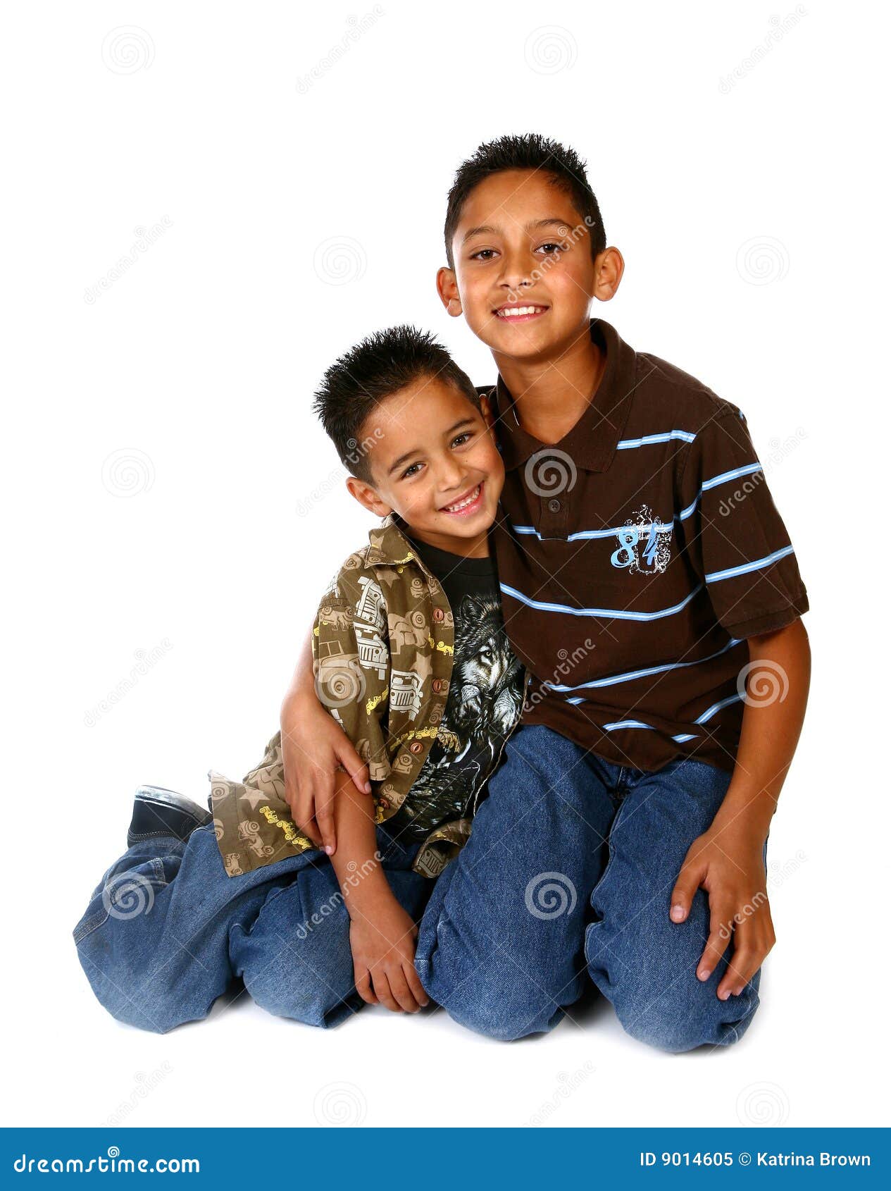 Hispanic Brothers Smiling and Hugging Stock Image - Image of boys ...