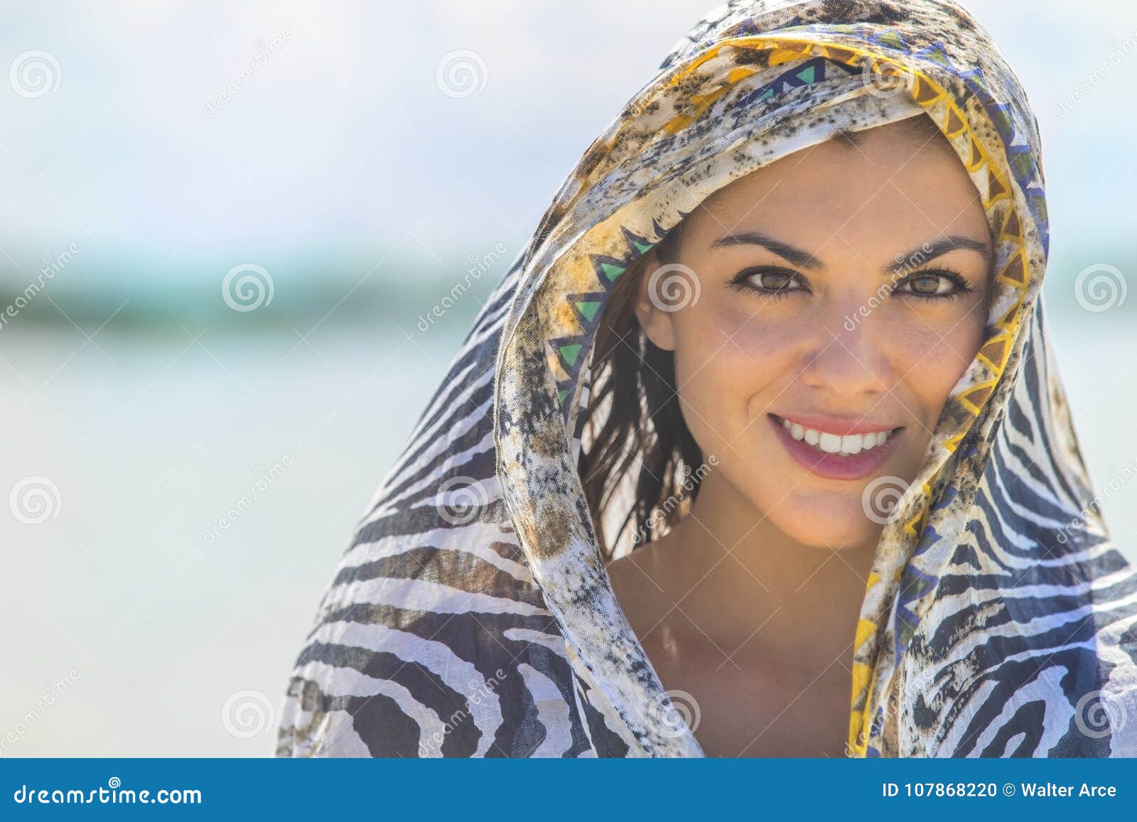 Hispanic Brunette Model Enjoying a Summer Day on the Beach Stock Photo ...