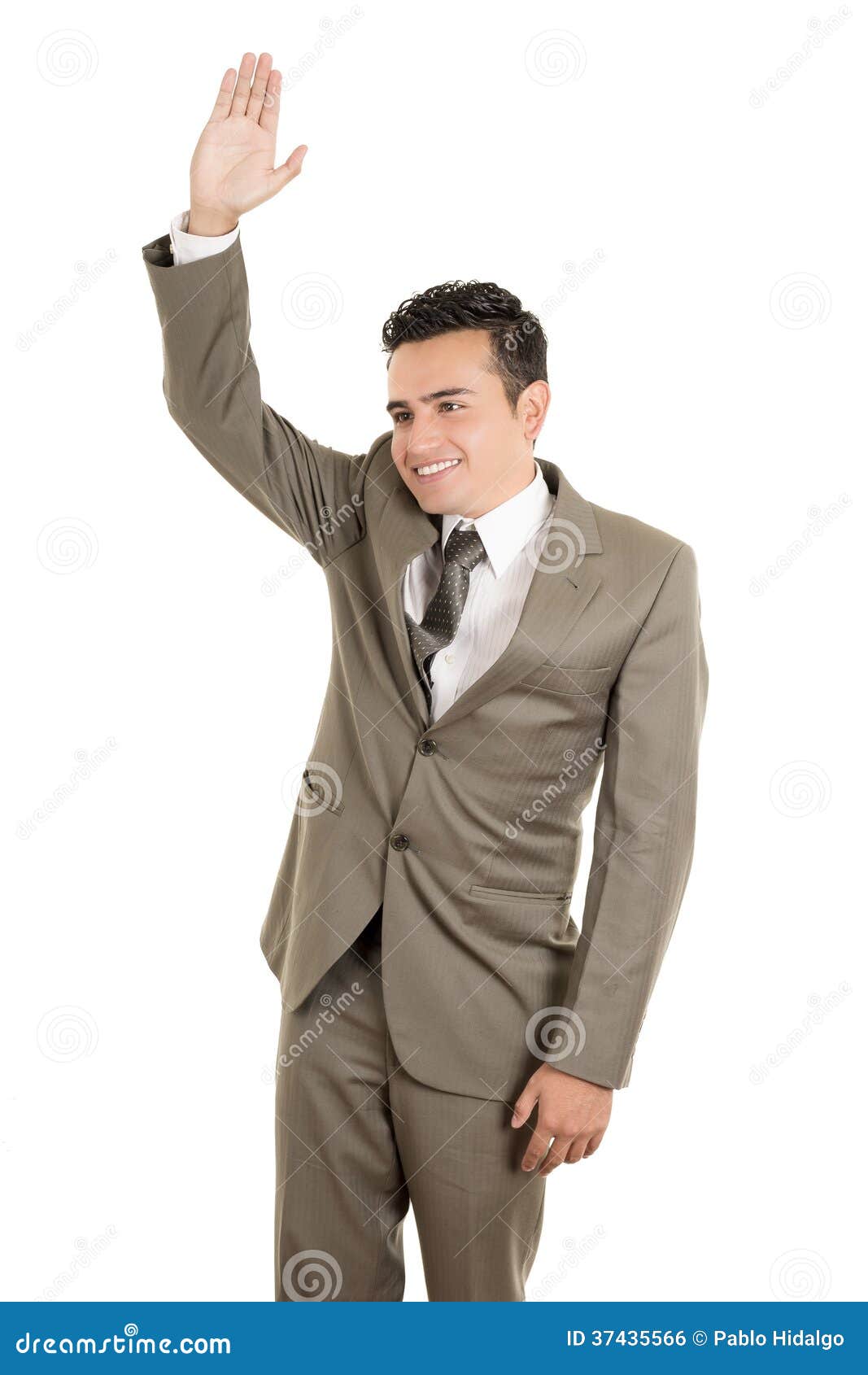 Hispanic Business Man Waving, Isolated Stock Photo - Image of cheerful ...