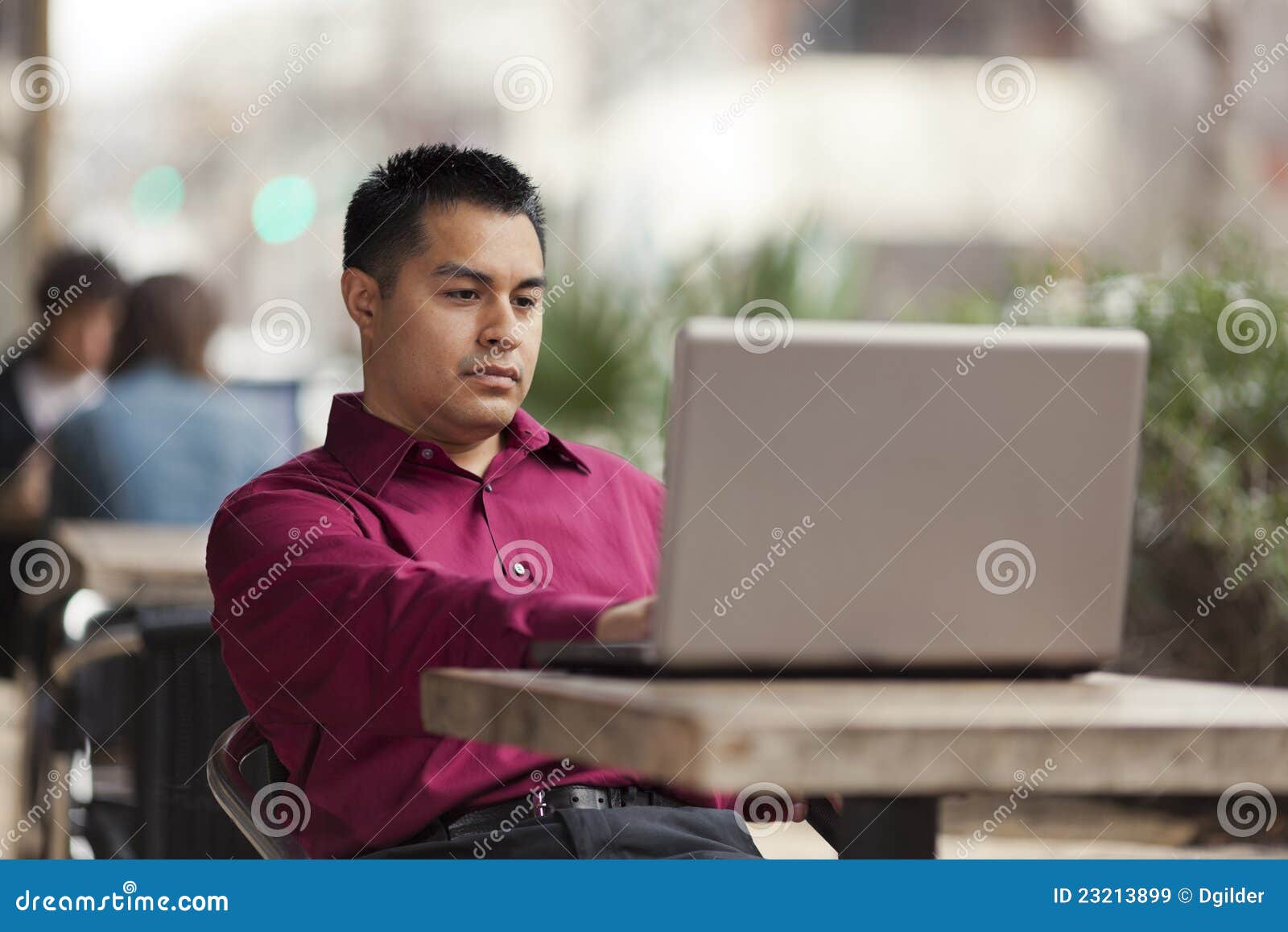 Hispanic Businessman - Cafe Laptop Working Stock Image - Image of ...