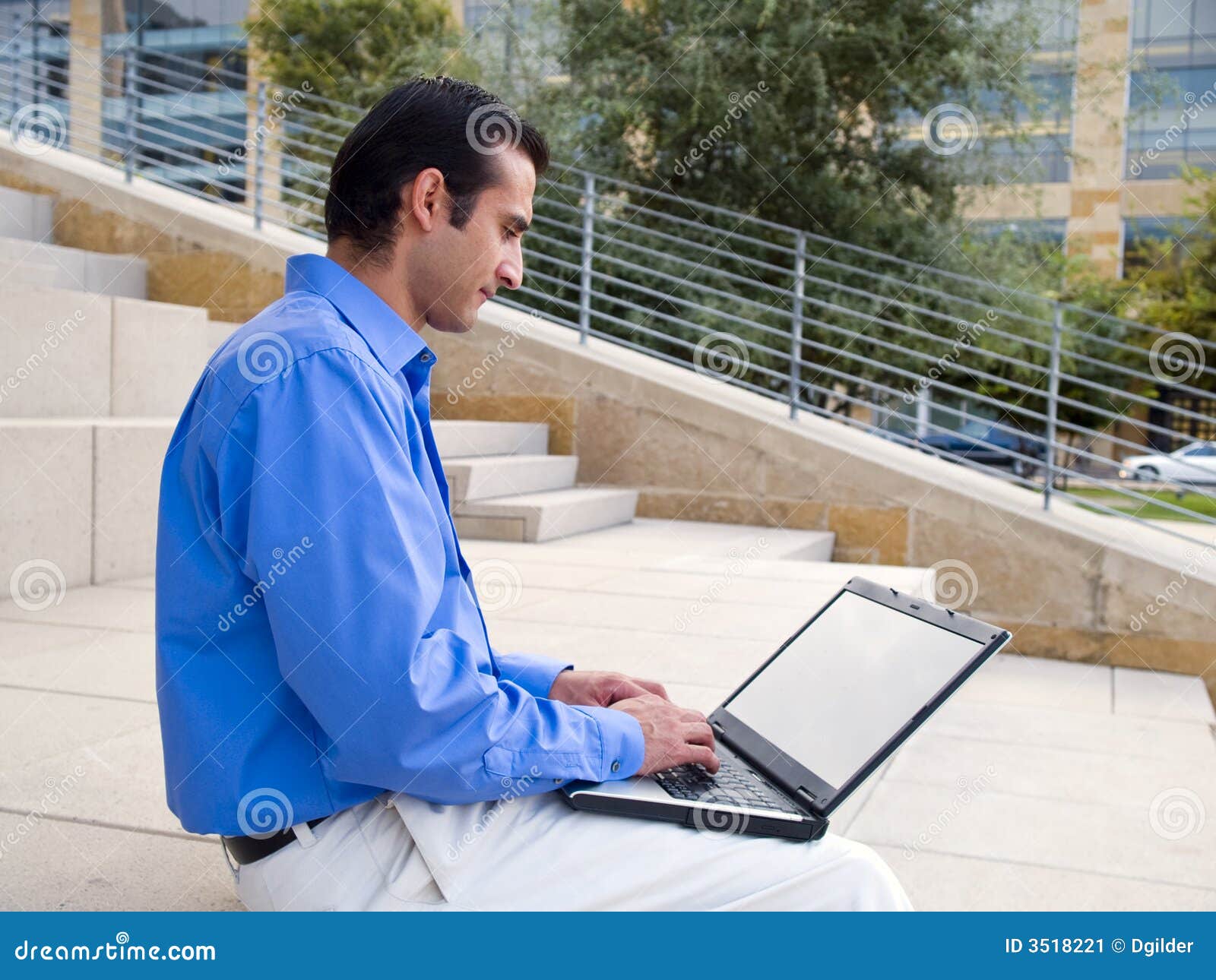 Hispanic Businessman Laptop Stock Image - Image of computer, stairs ...
