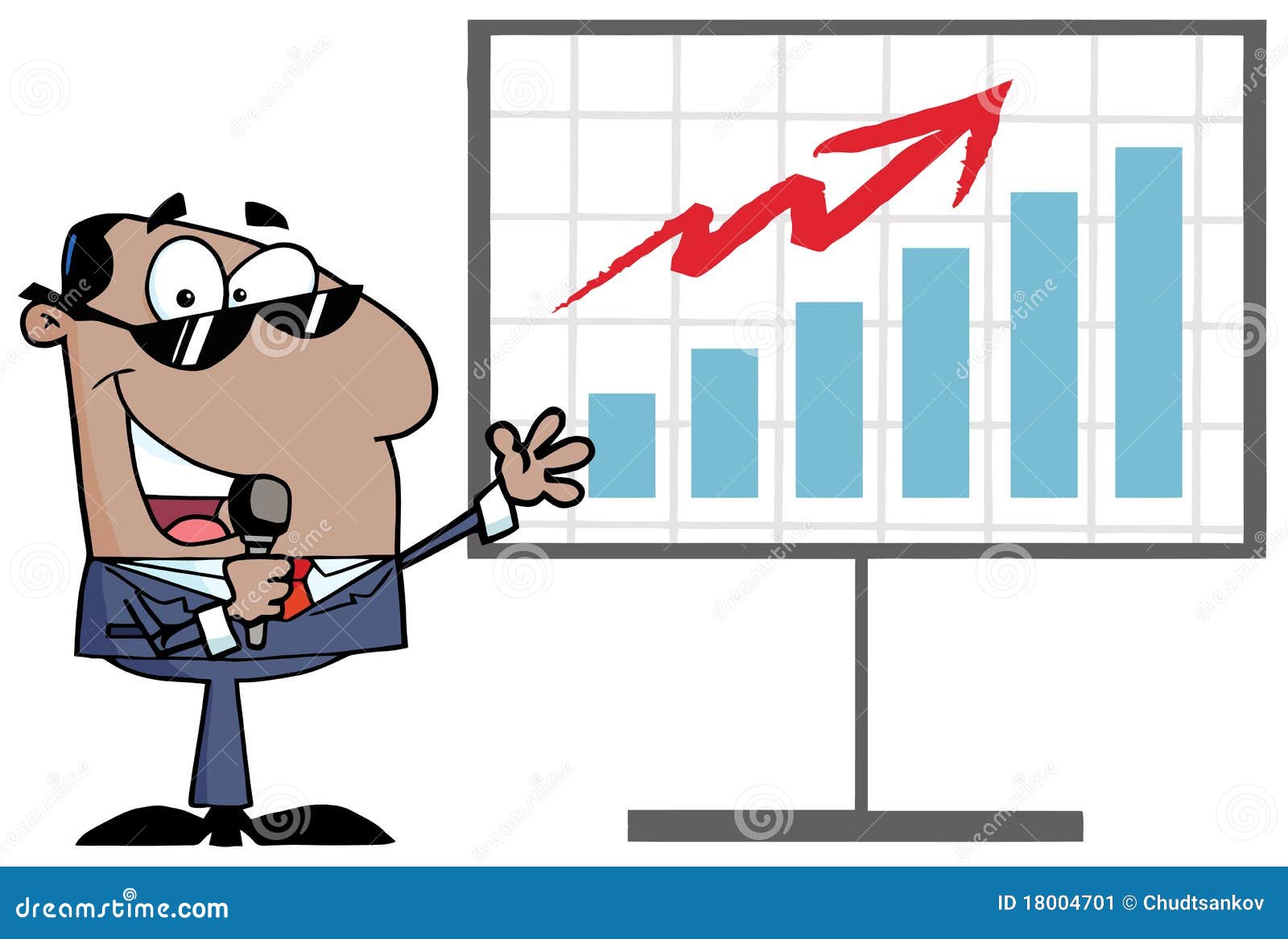 Hispanic Businessman Presenting A Bar Graph Cartoon Vector ...