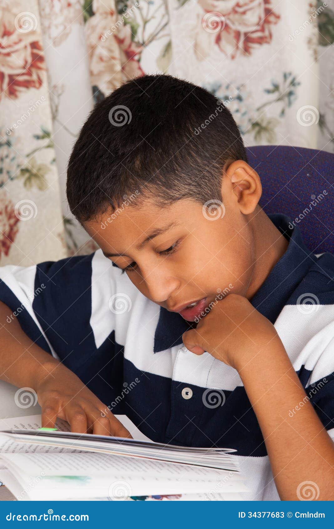 Hispanic Child Reading stock image. Image of studying - 34377683