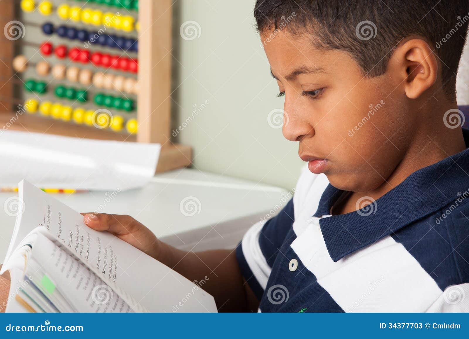 Hispanic Child Reading stock image. Image of desk, learning - 34377703