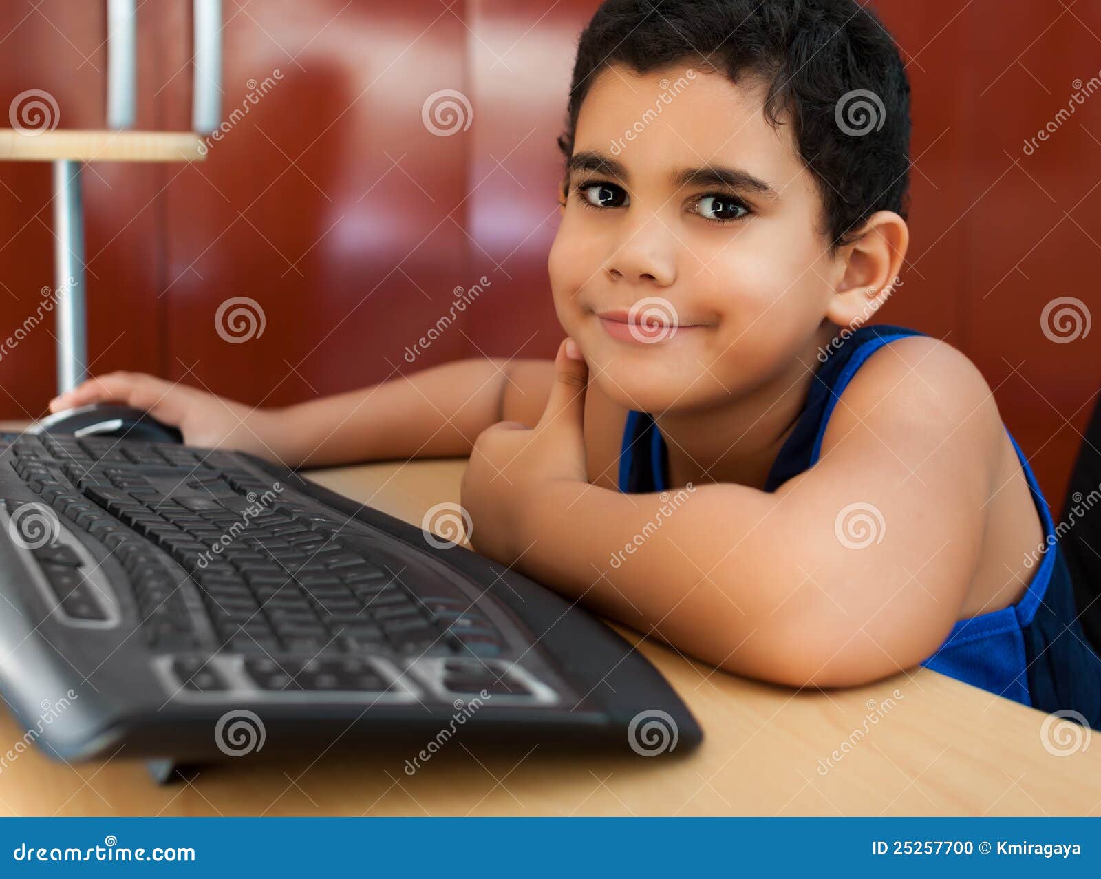 Hispanic Child Working with a Computer Stock Photo - Image of beautiful ...