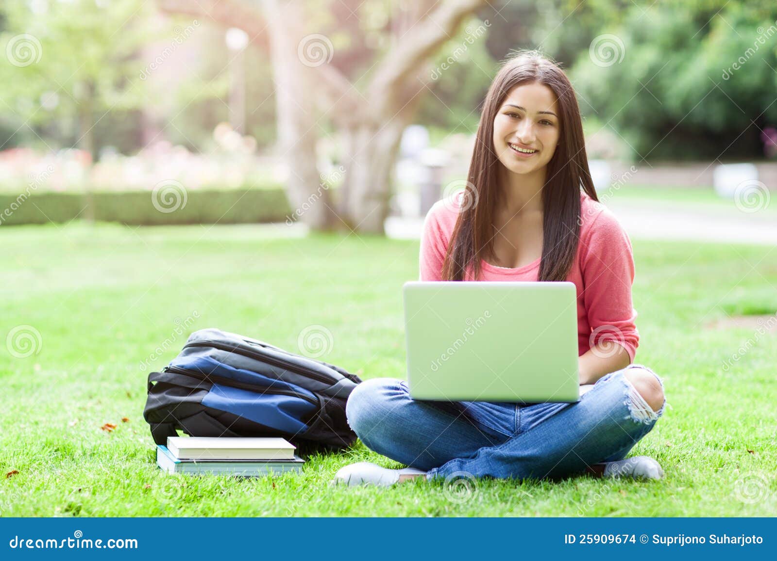 Hispanic College Student with Laptop Stock Photo - Image of campus ...