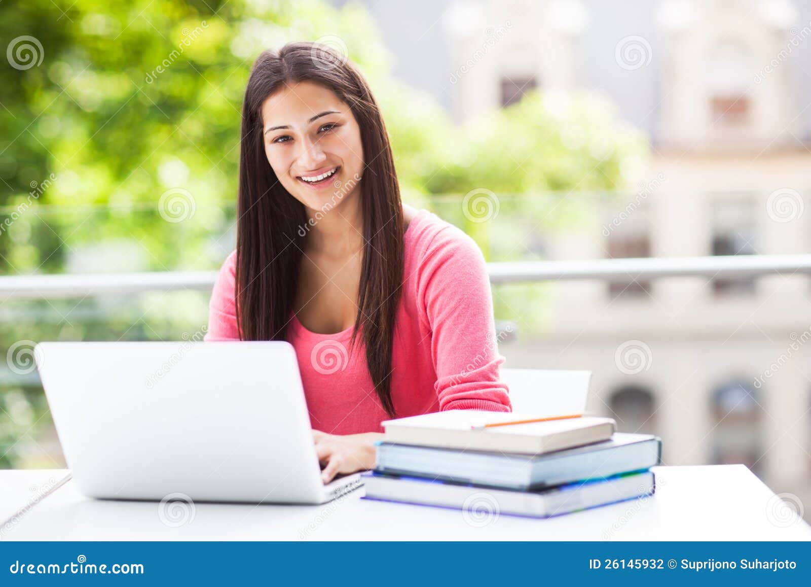 Hispanic College Student with Laptop Stock Photo - Image of computer ...