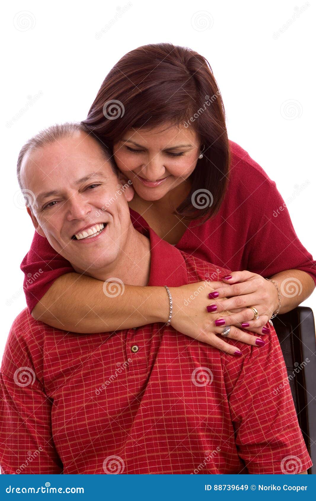 Hispanic Couple Hugging Isolated on White. Stock Image - Image of love ...