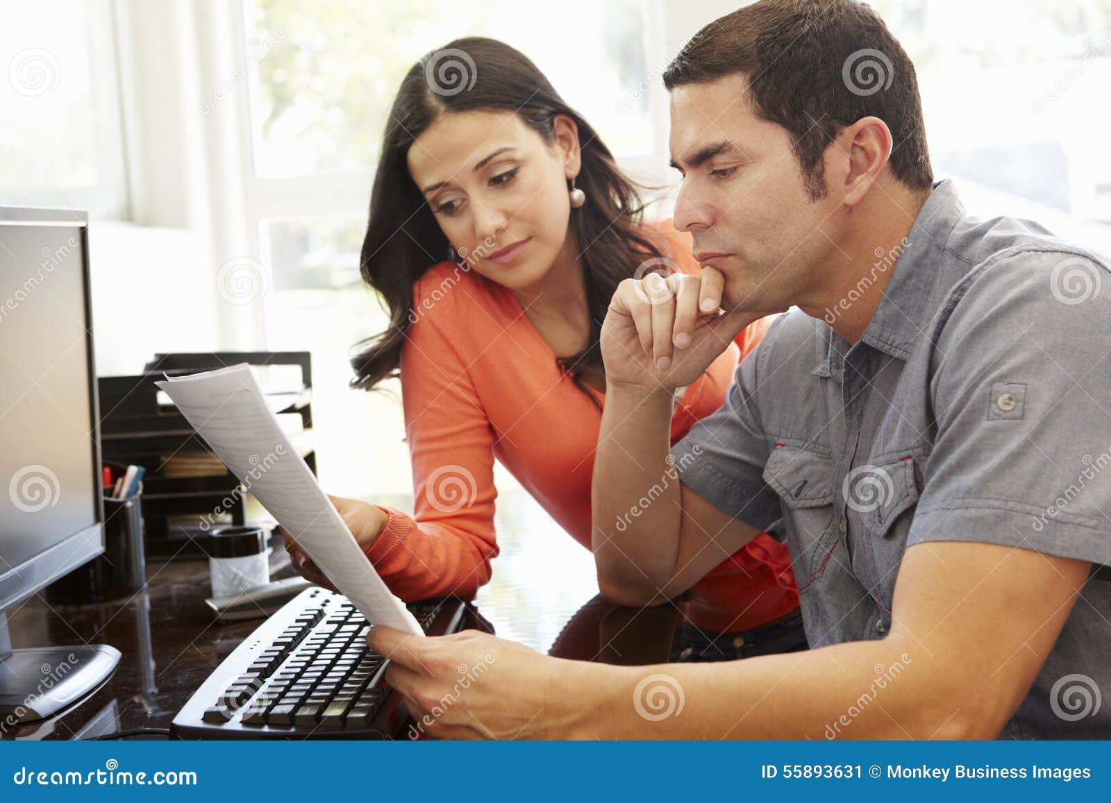 Hispanic Couple Working in Home Office Stock Image - Image of informal ... Hispanic Couple Working in Home Office Stock Image - Image of informal ...