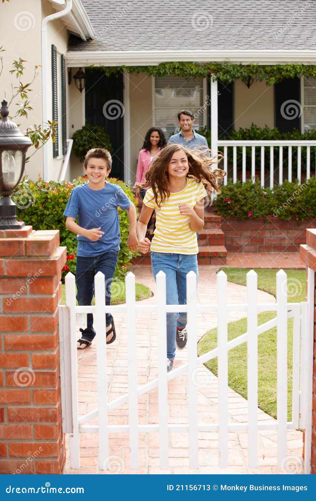 Hispanic Family Outside Home Stock Image - Image of camera, mother ...
