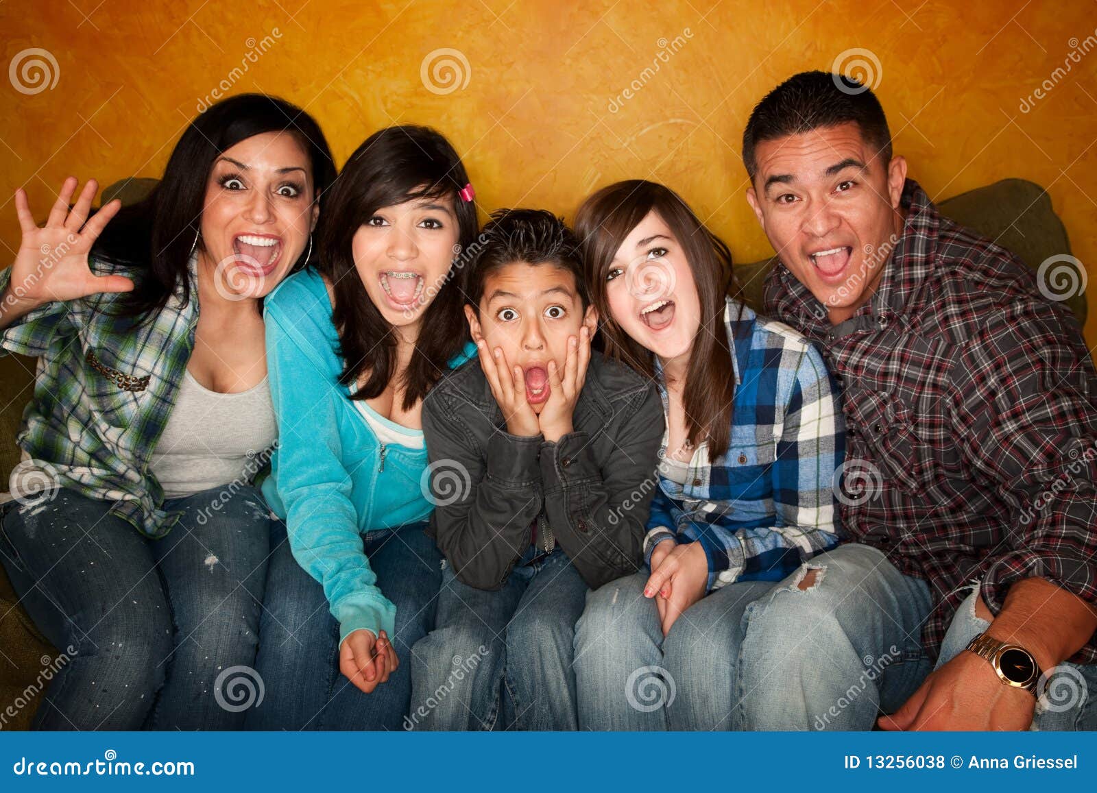 Hispanic Familywith Big Reaction Stock Photo - Image of pretty, ethnic ...