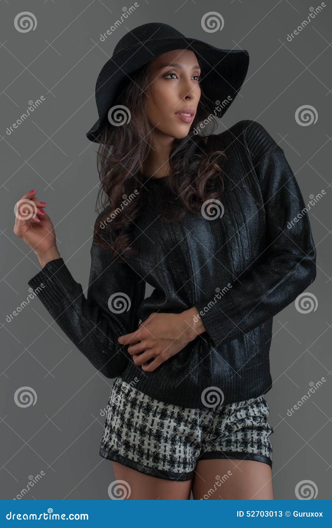 Hispanic Fashion Model Posing at Studio Stock Image - Image of elegant ...