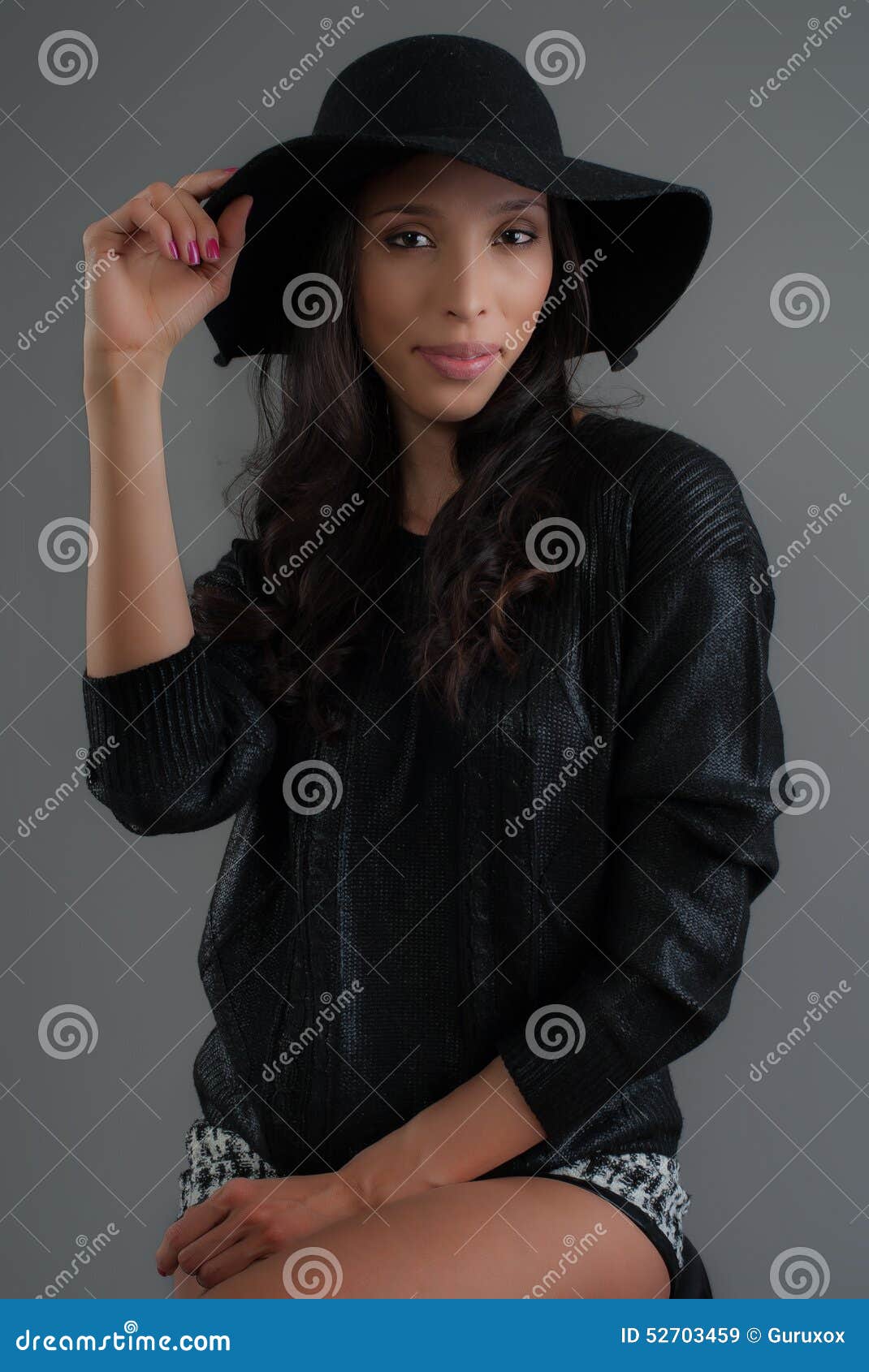 Hispanic Fashion Model Posing at Studio Stock Image - Image of model ...