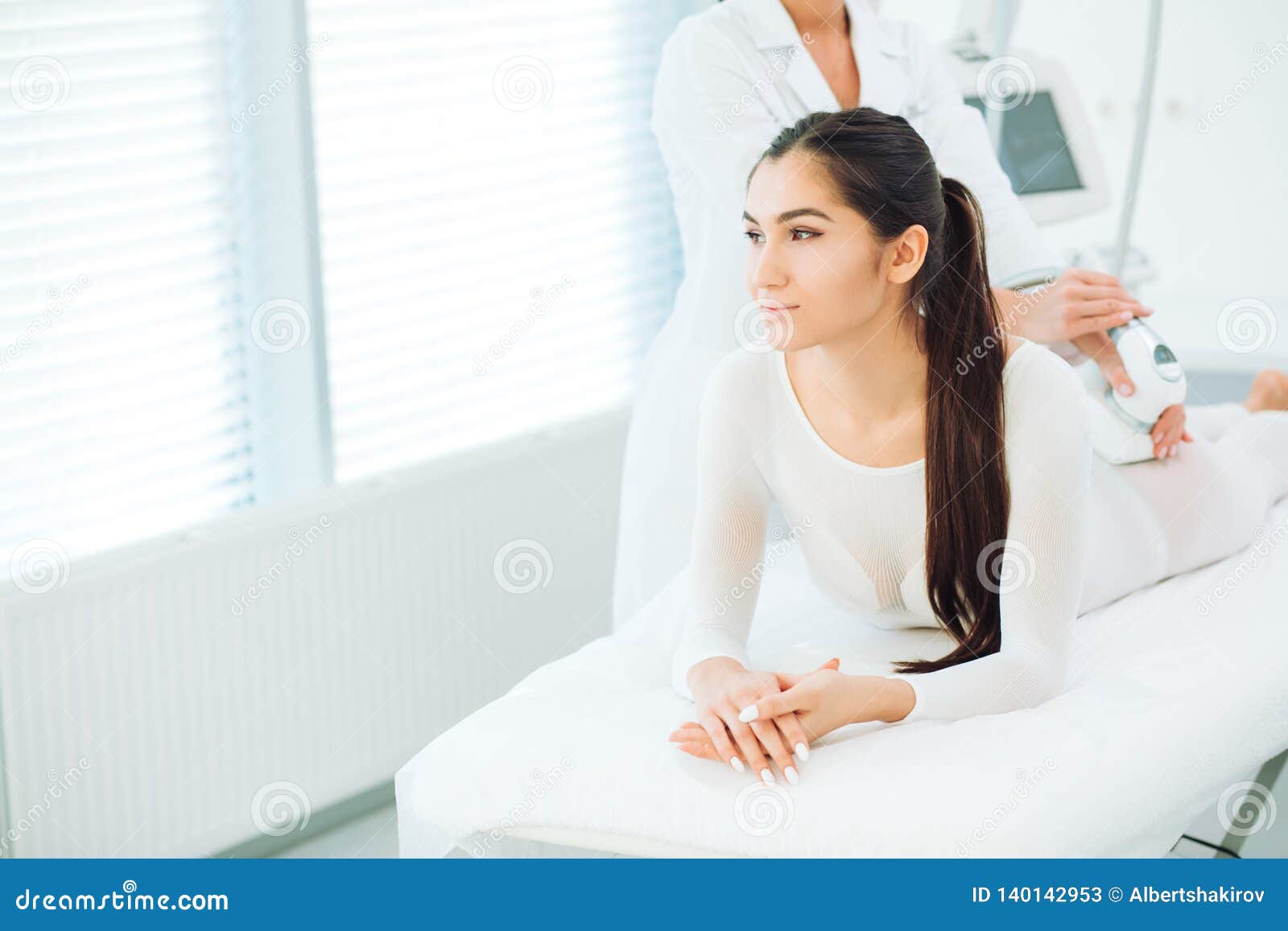 Beautiful Brunette Woman Getting Lpg Massage For Lifting Body In Lpg