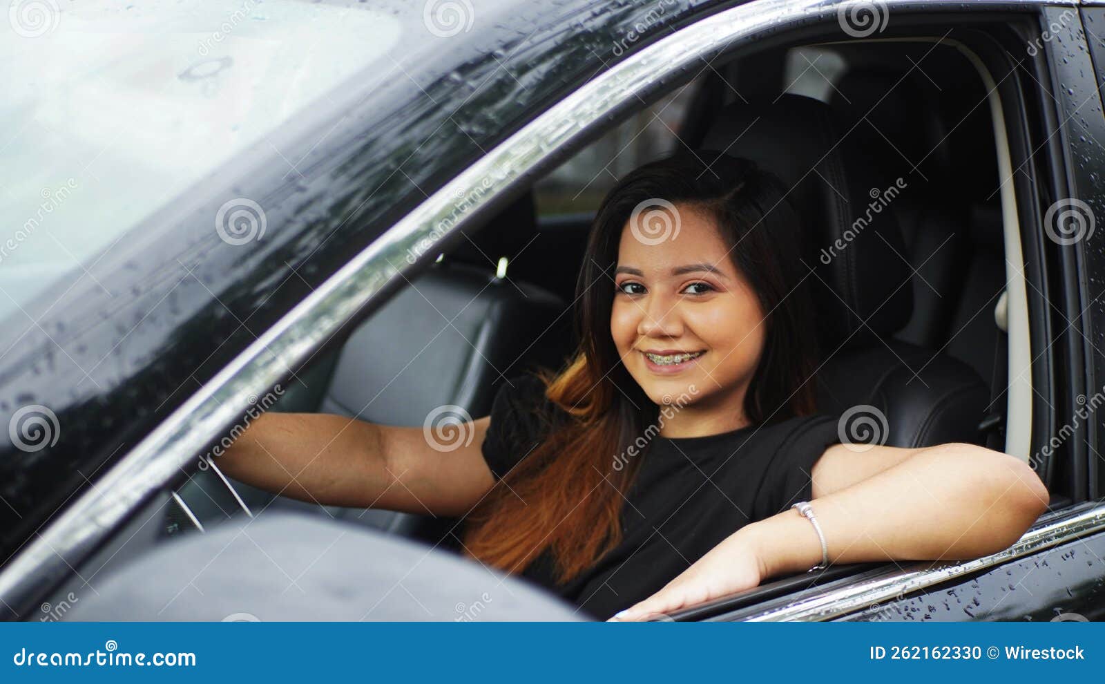 Hispanic Female Driving a Car Stock Photo - Image of transport, vehicle ...