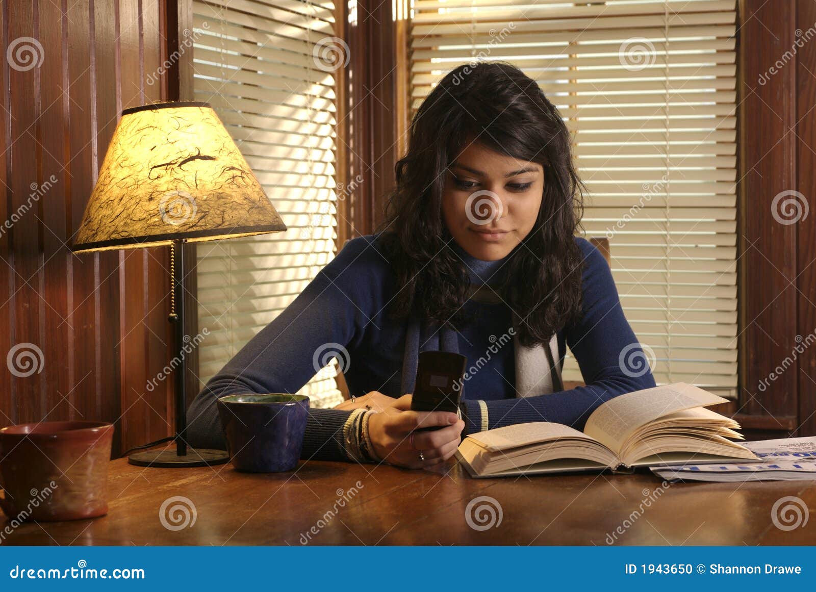 Hispanic Female Sends Text Message Stock Photo - Image of phone ...