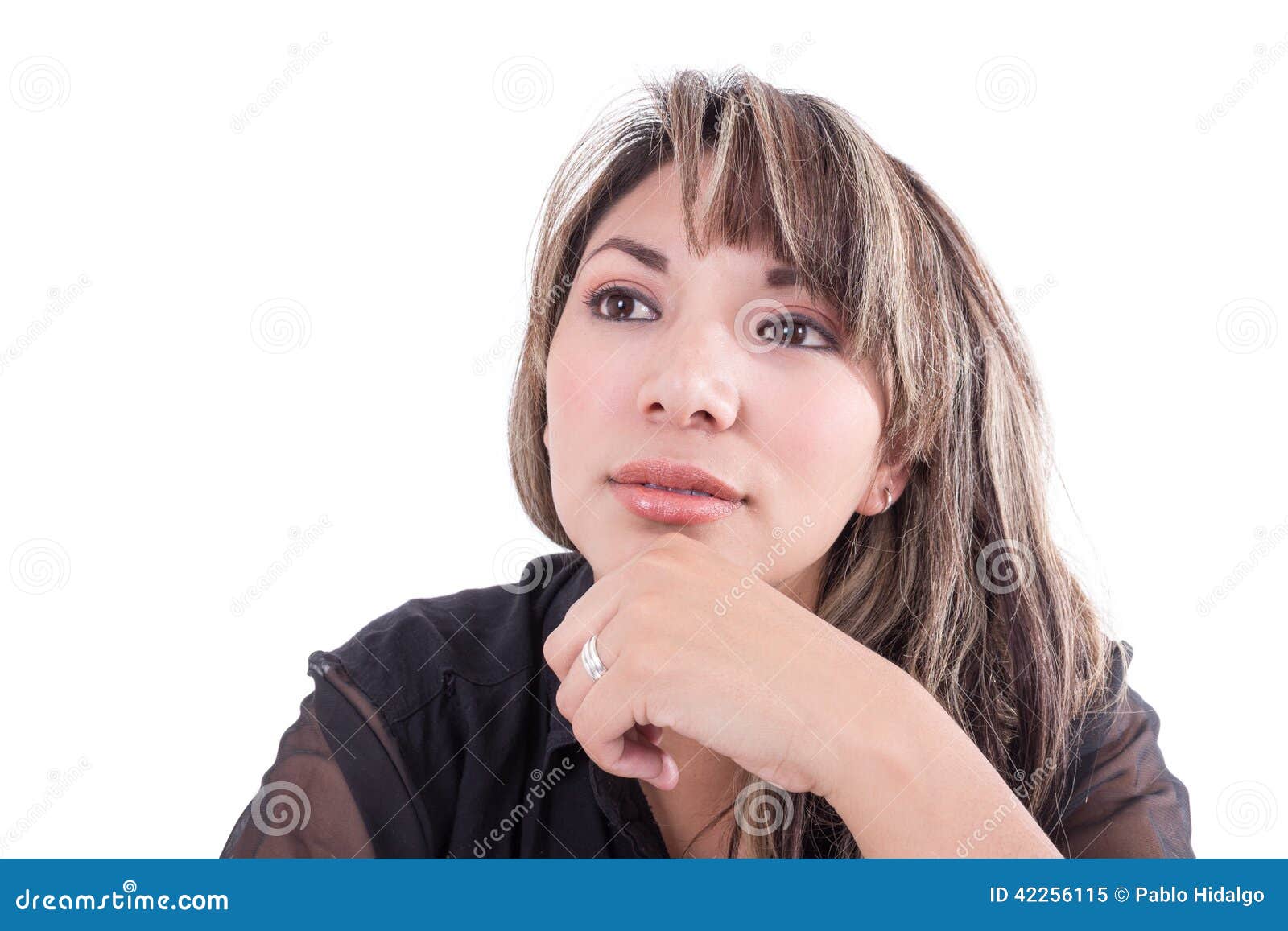 Hispanic Girl Posing with Hand Under Her Face Stock Image - Image of ...