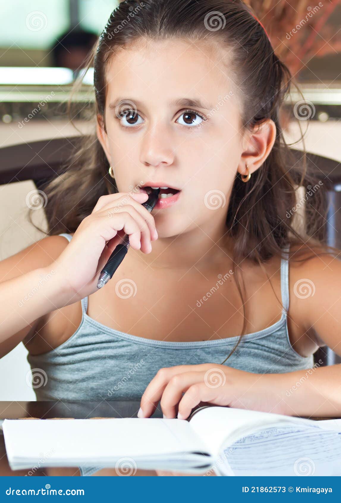 Hispanic Girl Working on Her Homework Stock Image - Image of elementary ...
