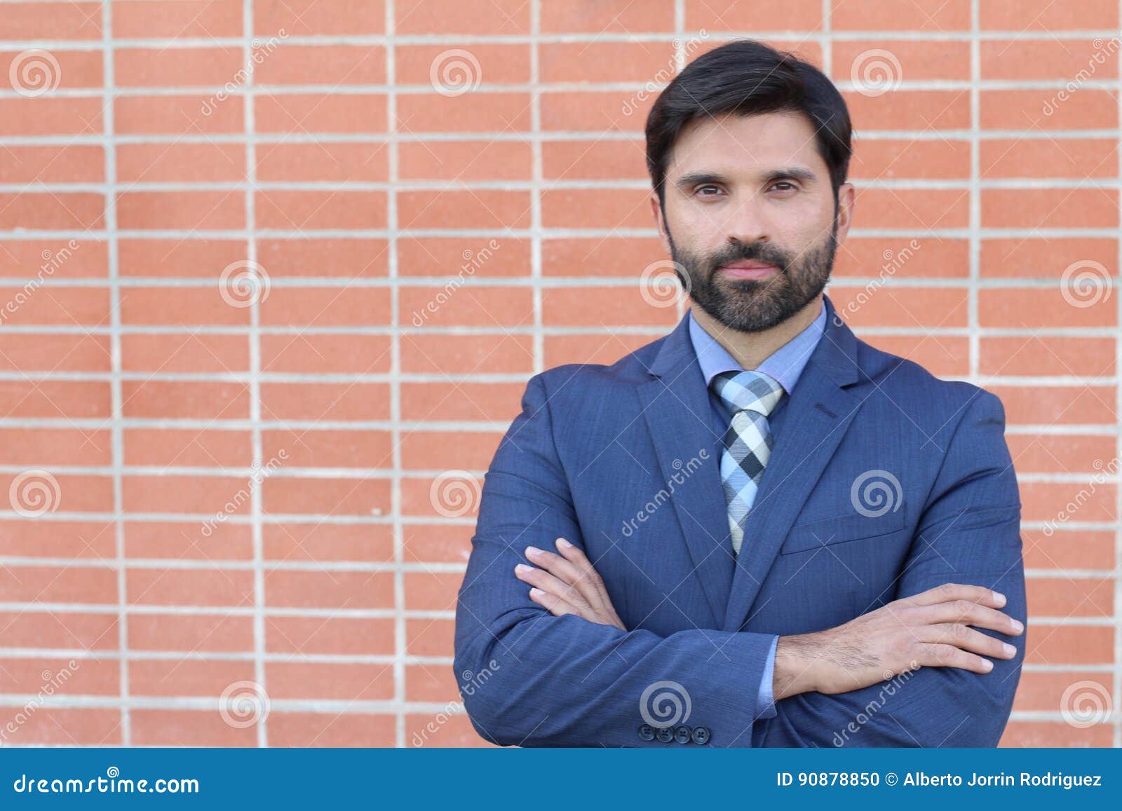 Hispanic Good Looking Executive Isolated with Arms Crossed Stock Photo ...
