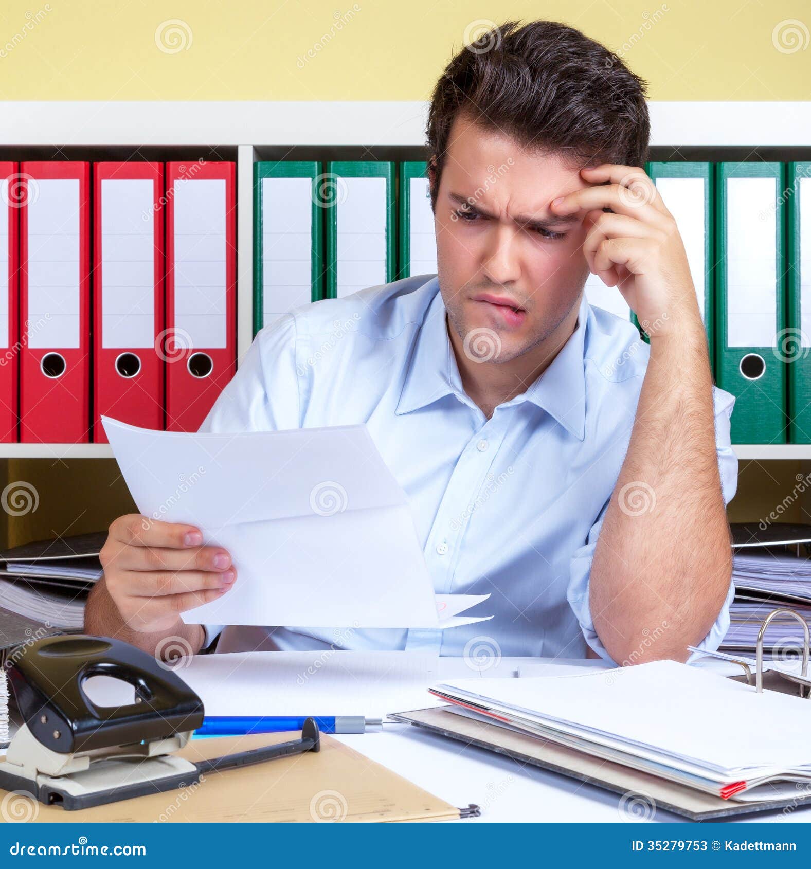 Hispanic Guy with Problems at Office Stock Image - Image of manager ...