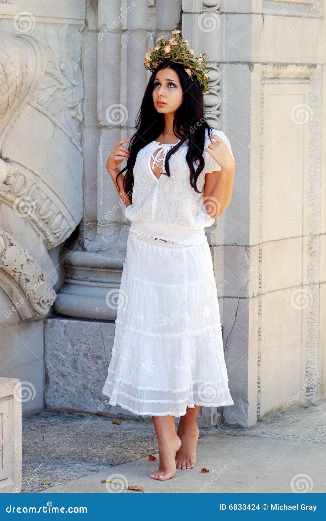 Hispanic Lady with a Flower Crown Standing on Her Stock Photo - Image ...
