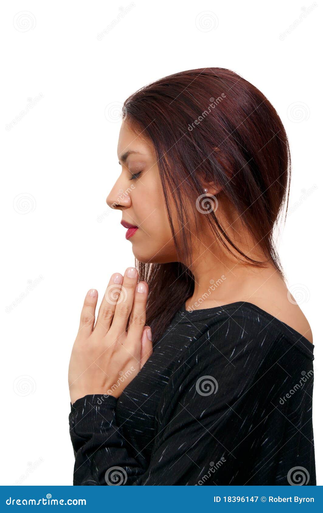 Hispanic Latino Woman Praying Stock Image - Image of mexican, hand ...