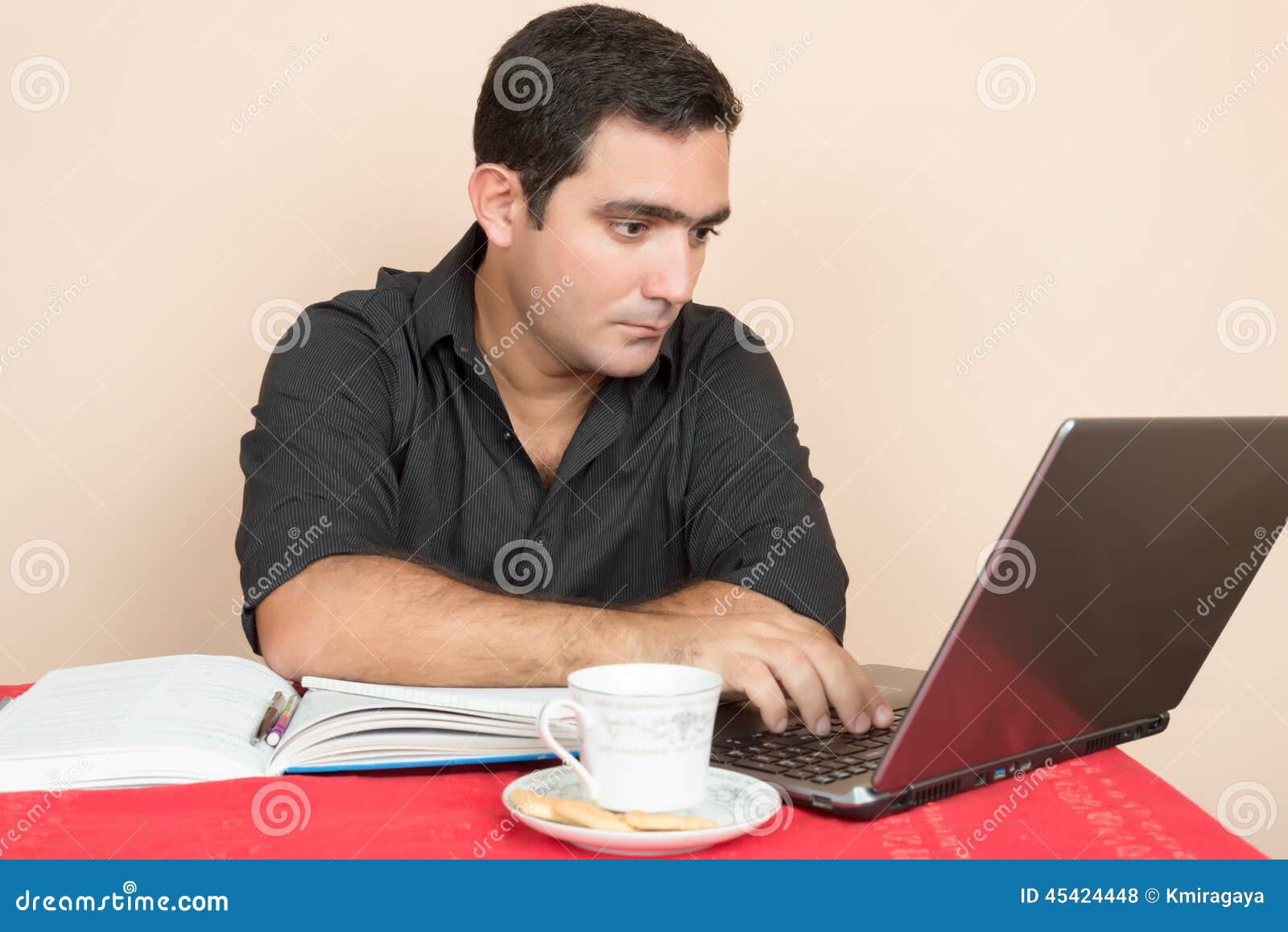 Hispanic Man Studying or Doing Office Work at Home Stock Photo - Image ...