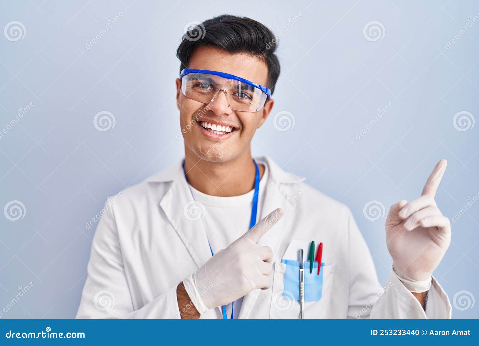 Hispanic Man Working As Scientist Smiling and Looking at the Camera ...