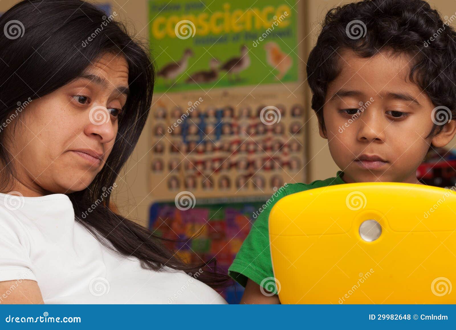 Hispanic Child Learning stock photo. Image of woman, school - 29982648
