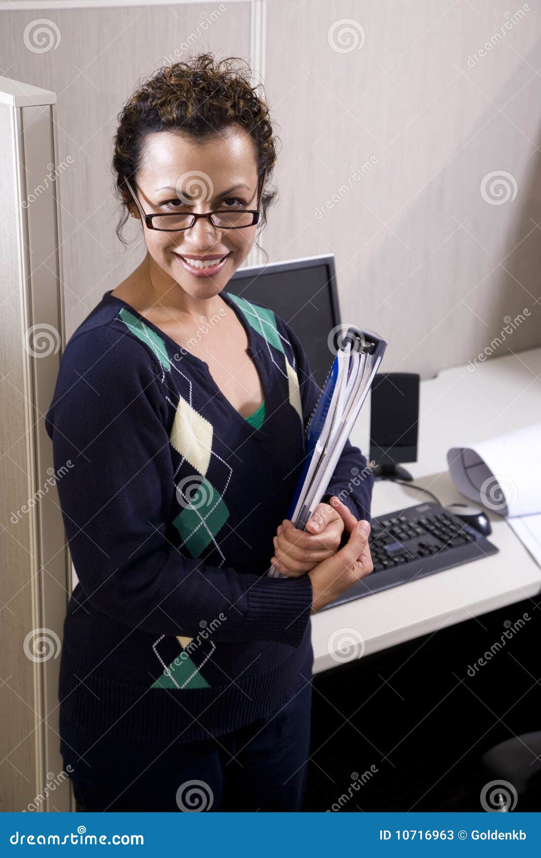 Hispanic office worker stock image. Image of eyeglasses - 10716963