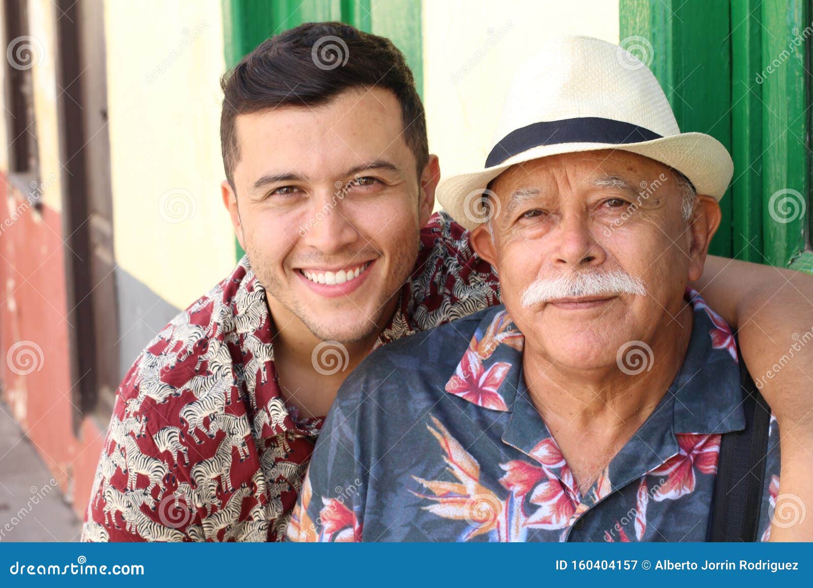 Hispanic Senior Man with His Son Stock Image - Image of parent ...