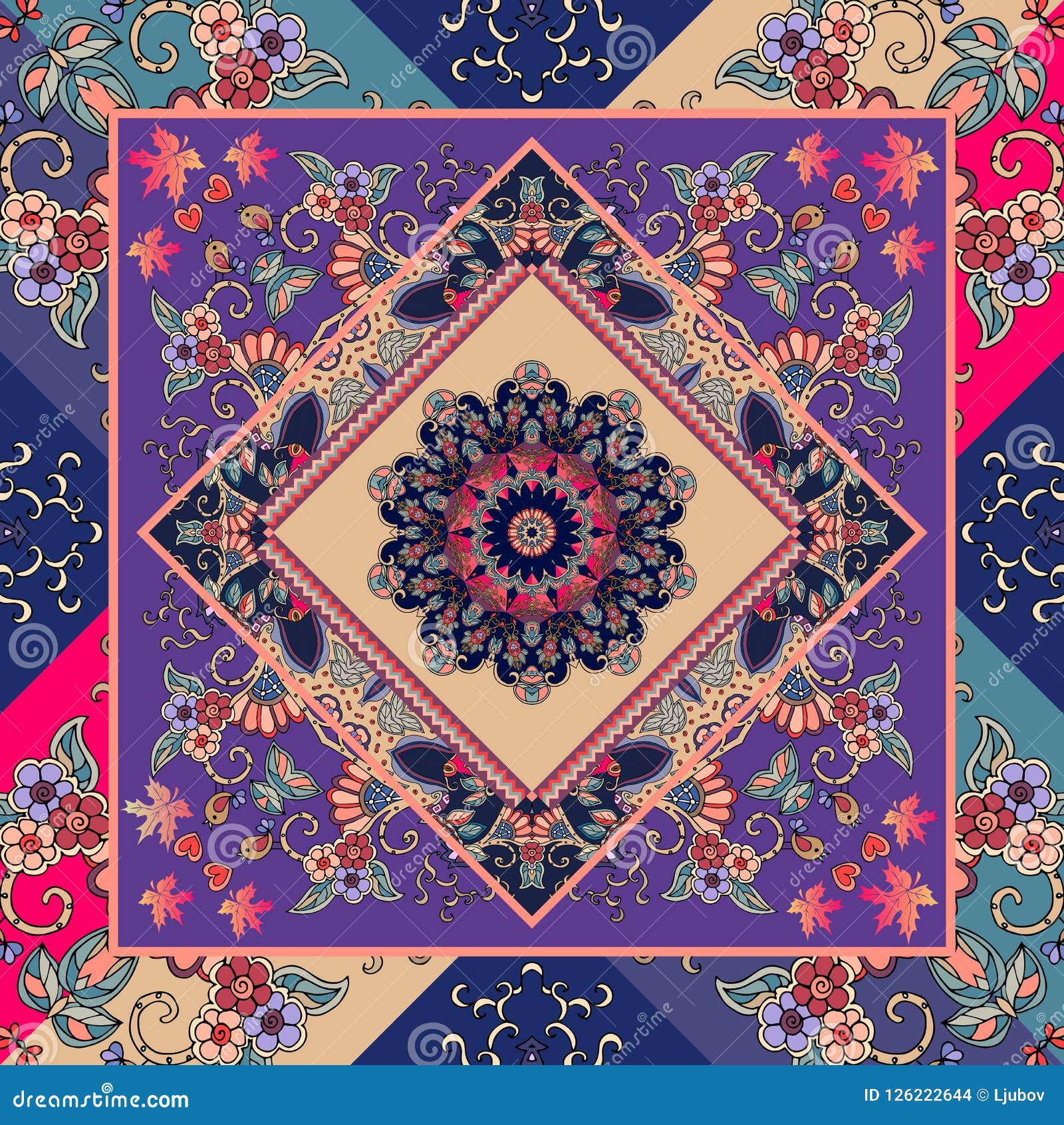 Hispanic Shawl. Unique Ornamental Pattern in Ethnic Style with Flower ...