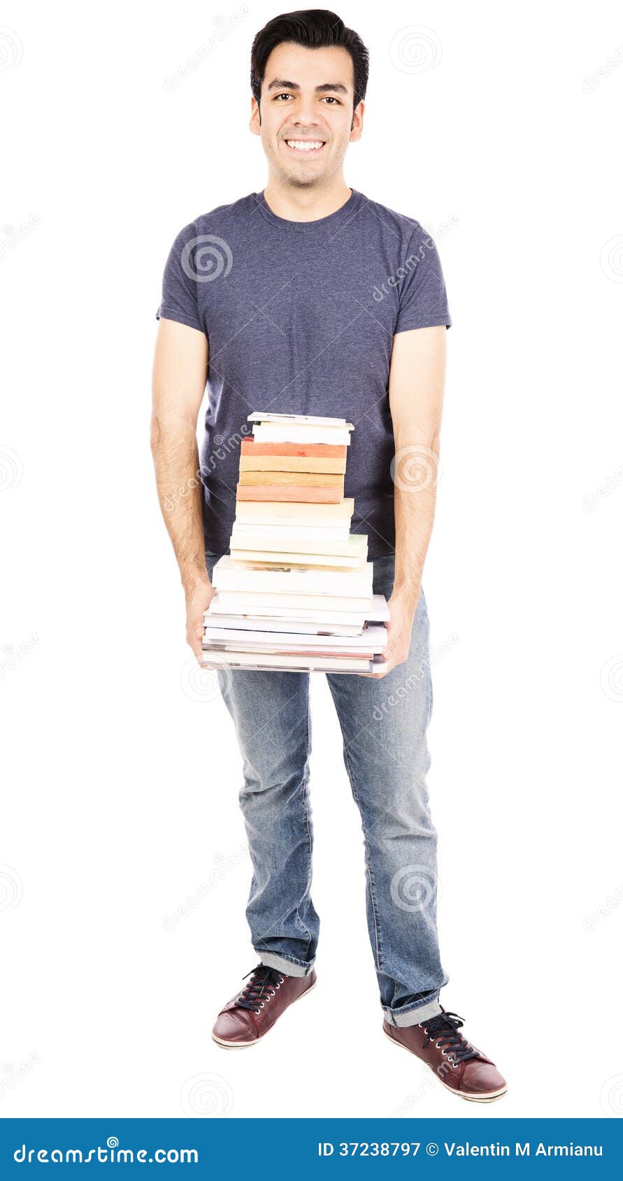 Hispanic Student Carrying Books Stock Image - Image of information ...