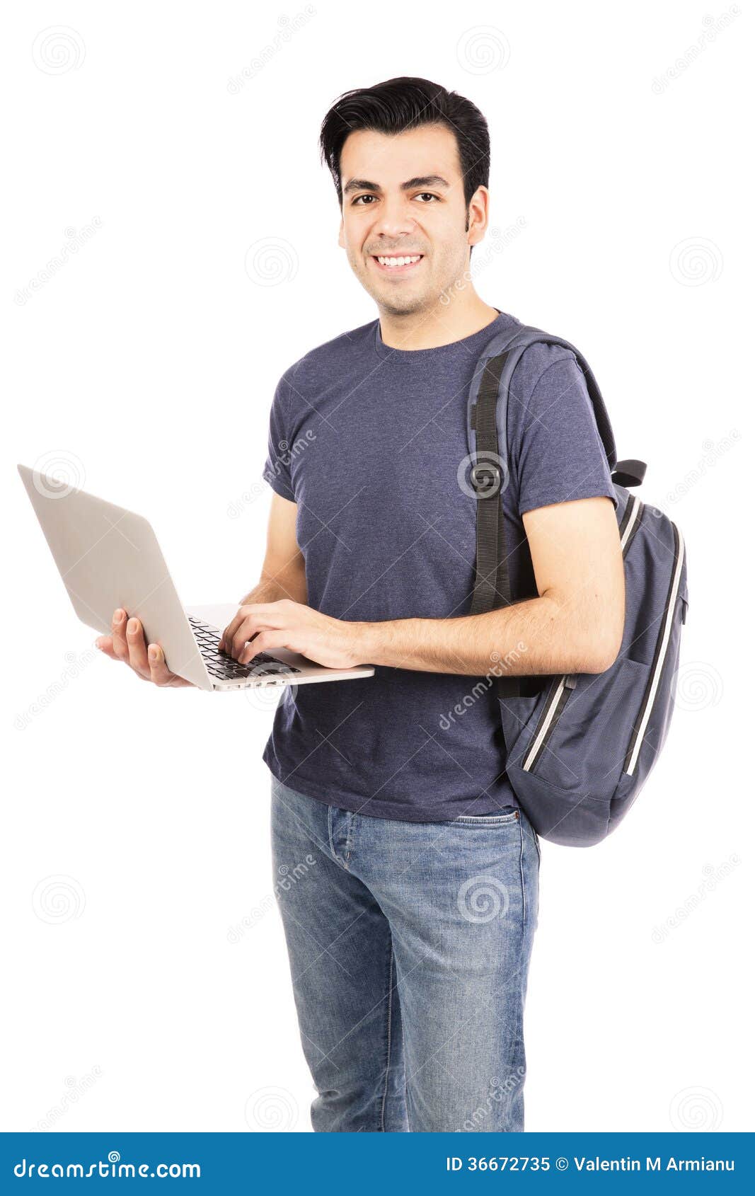 Hispanic Student Using Laptop Stock Image - Image of search, latin ...