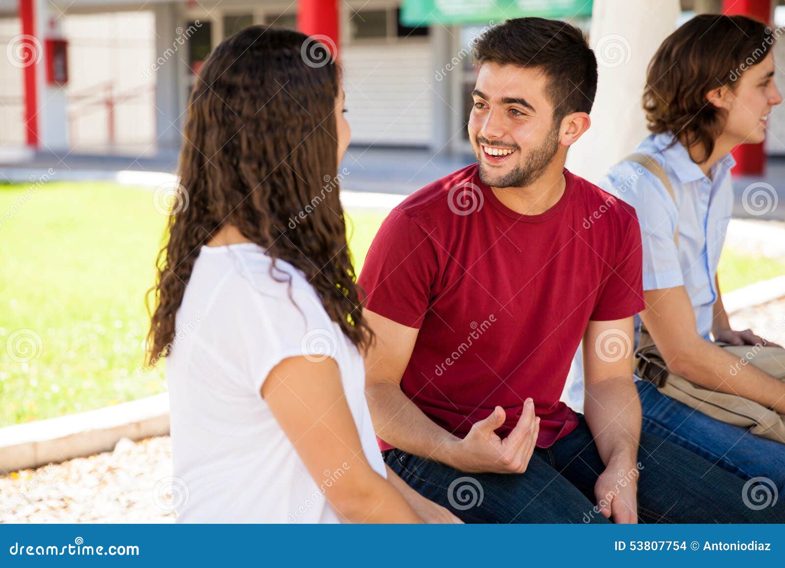 Hispanic Students Talking at School Stock Photo - Image of friendship ...
