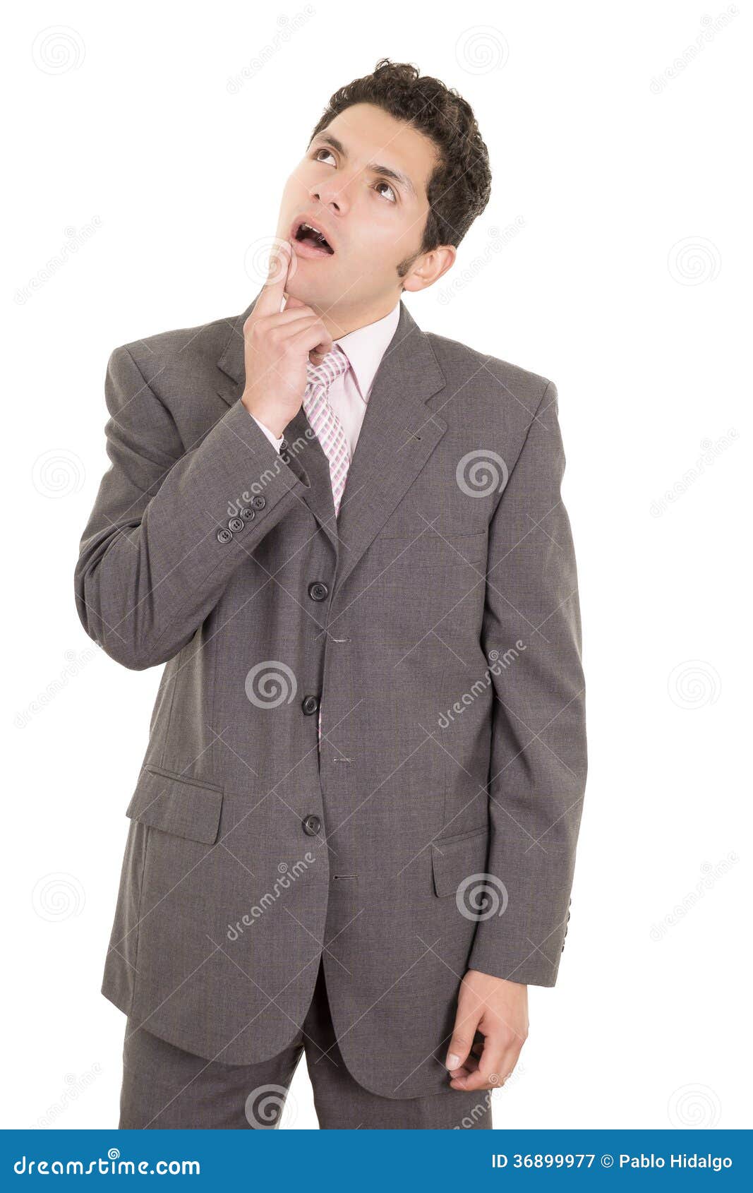 Hispanic Thinking Man Isolated on White Stock Image - Image of facial ...