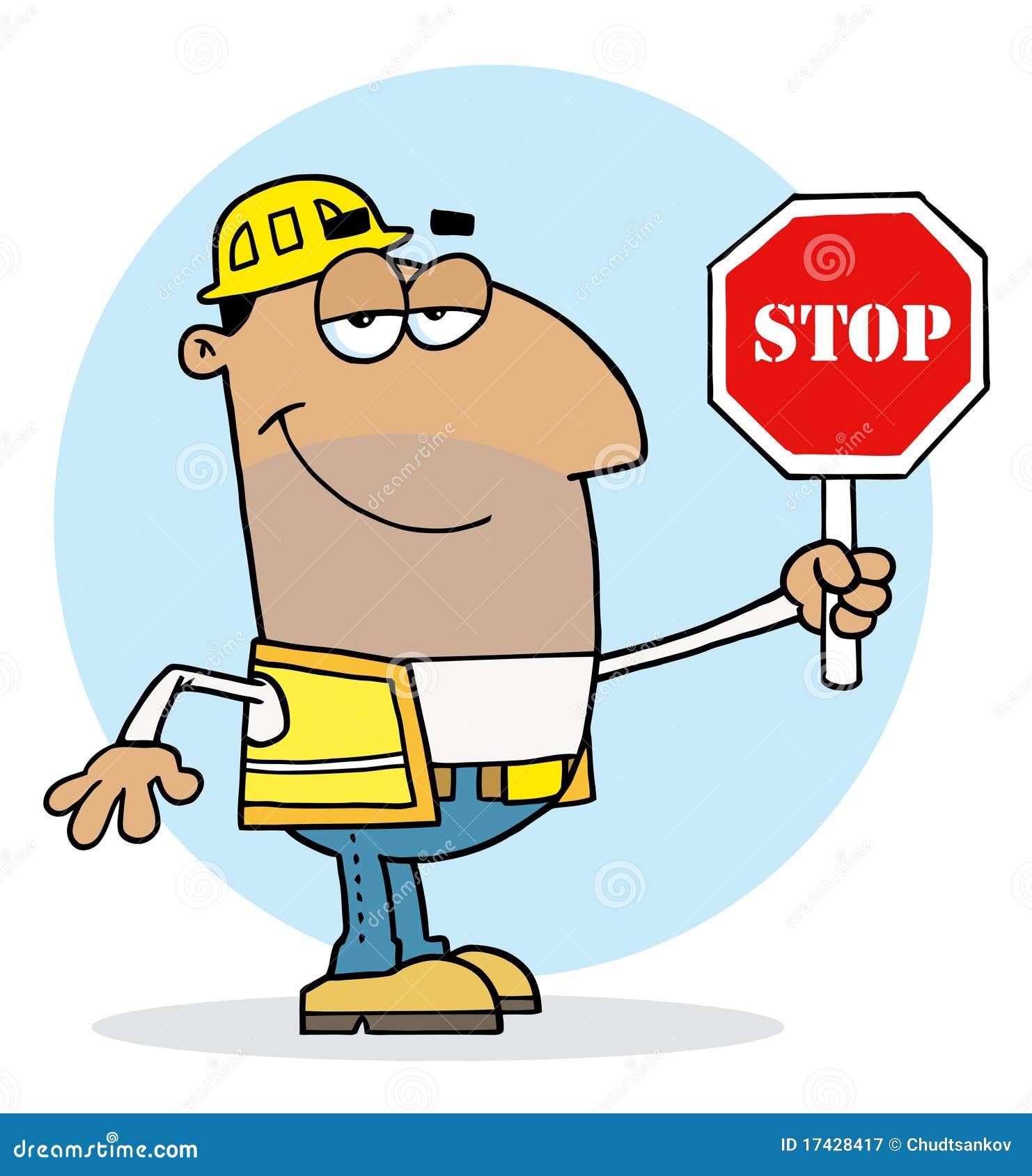 Hispanic Traffic Director Man Holding a Stop Sign Stock Vector ...