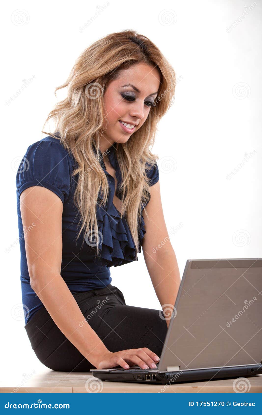 Hispanic Twenties Woman Working on Computer Stock Photo - Image of girl ...