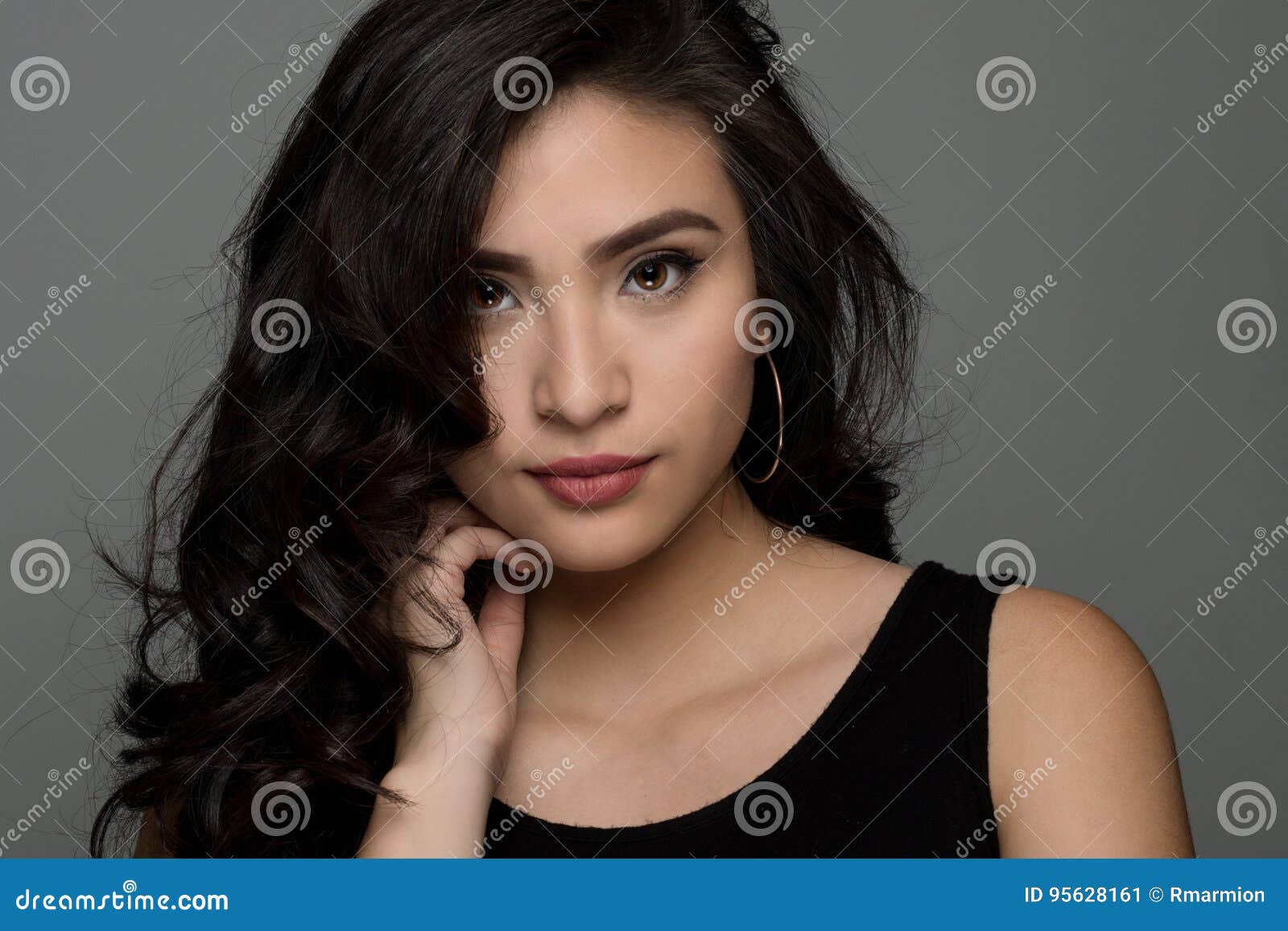 Hispanic Woman Portrait stock image. Image of brunette - 95628161