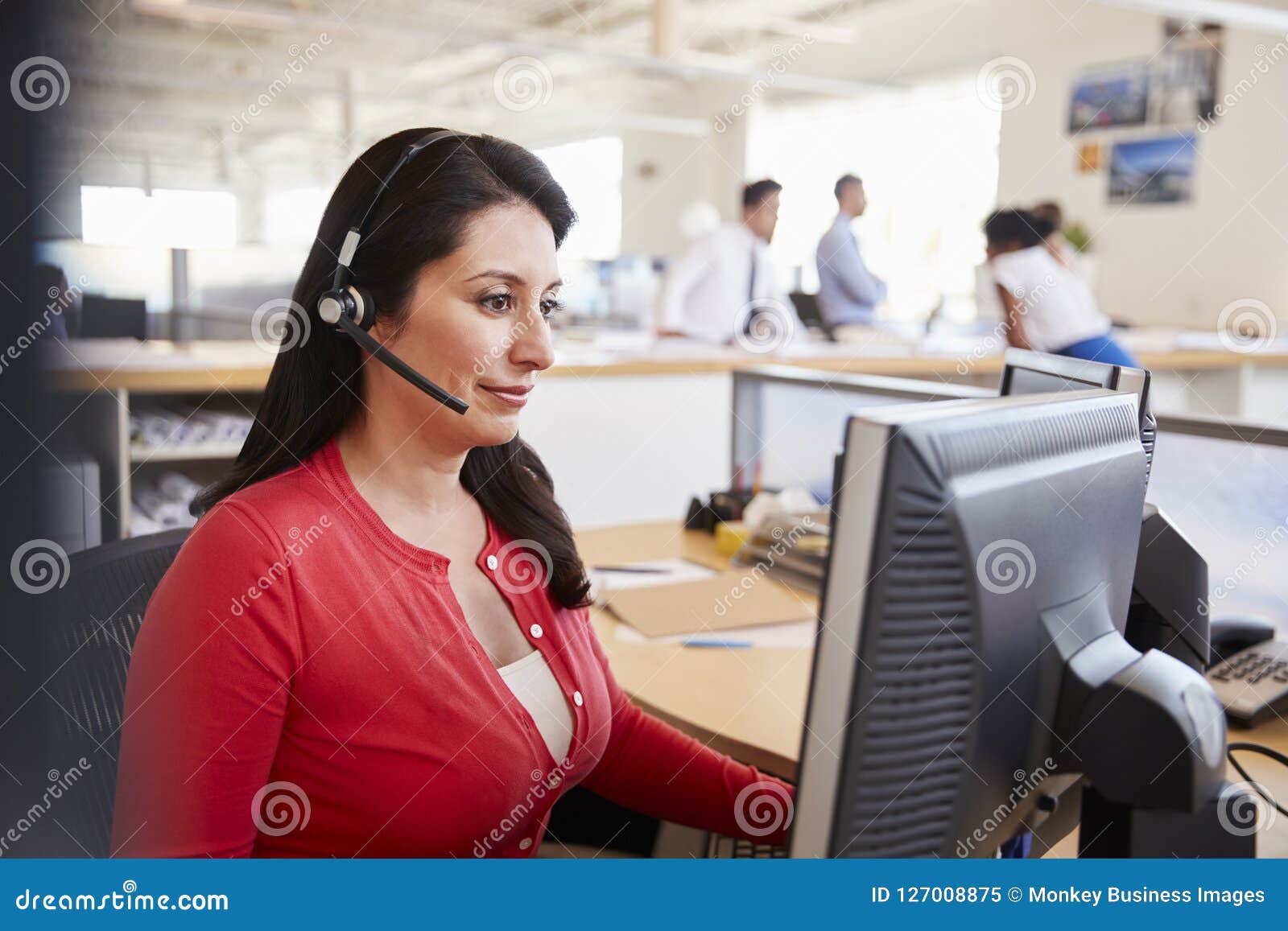 Hispanic Woman Working in a Call Centre Stock Image - Image of business ...